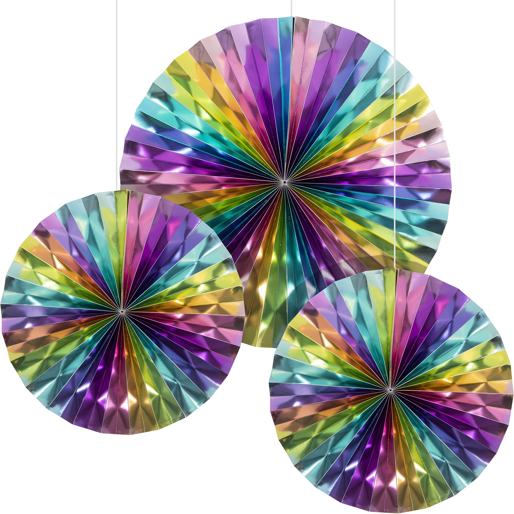 Pastel Foil Paper Fan Decorations For Party, 3 Count Multicolor by Way ...