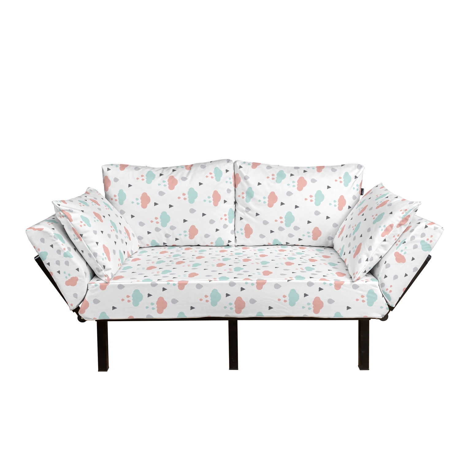 Pastel Futon Couch, Scandinavian Design Clouds with Raindrops and ...