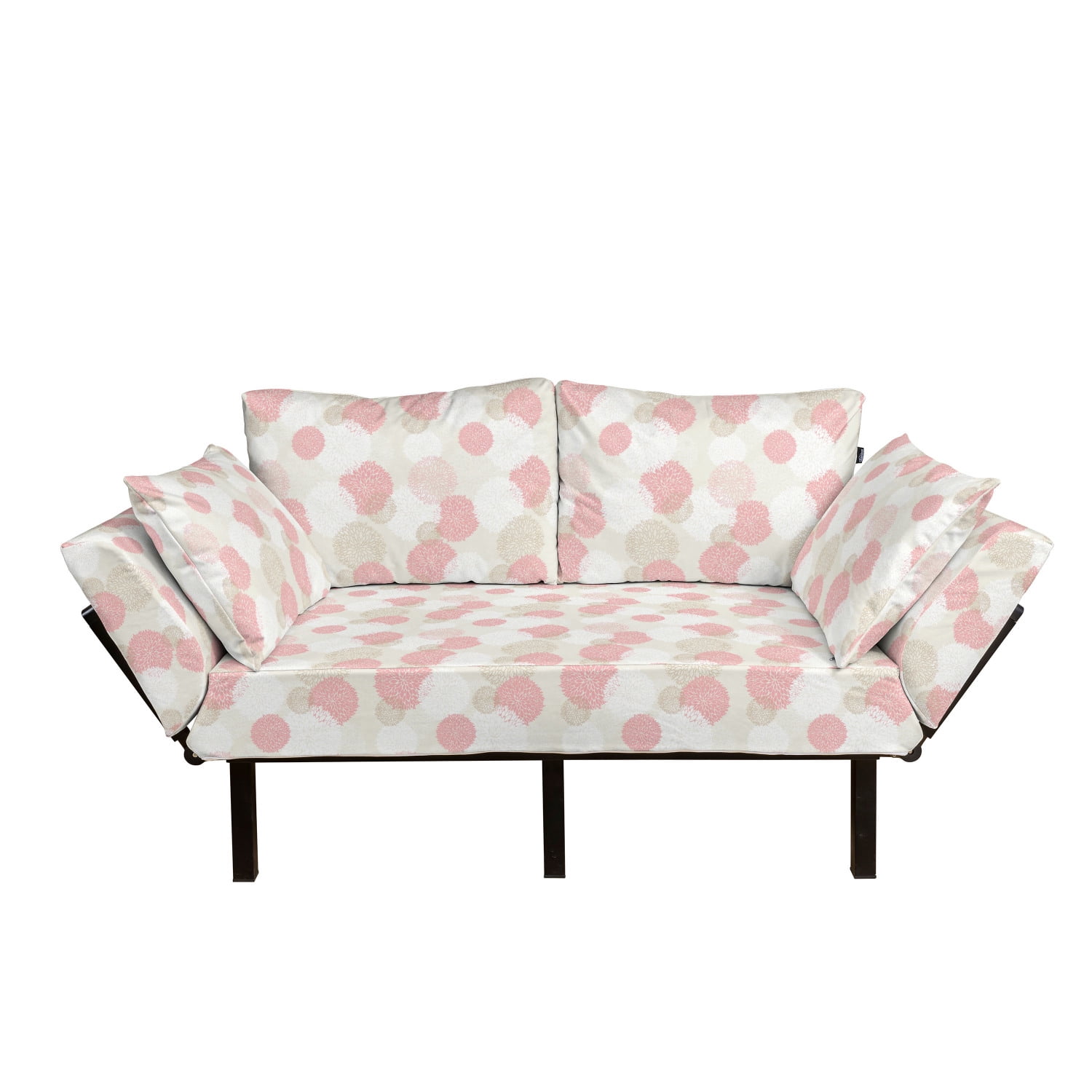 Pastel Futon Couch, Soft Toned Spring Floral Motif with Peony Blossoms ...