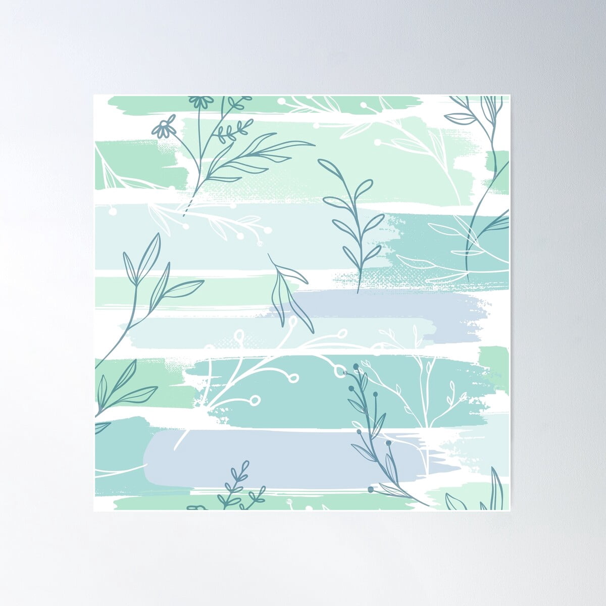 Pastel Garden - Cool Pastels With Leaf Outline Seamless Repeating ...