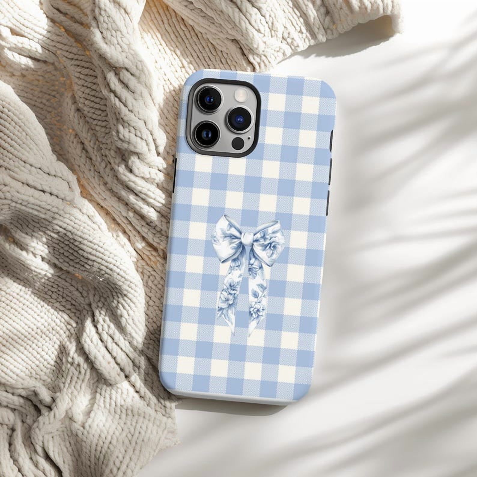 Pastel Gingham Floral Coquette Blue Toile Phone Case for iPhone 12 to ...