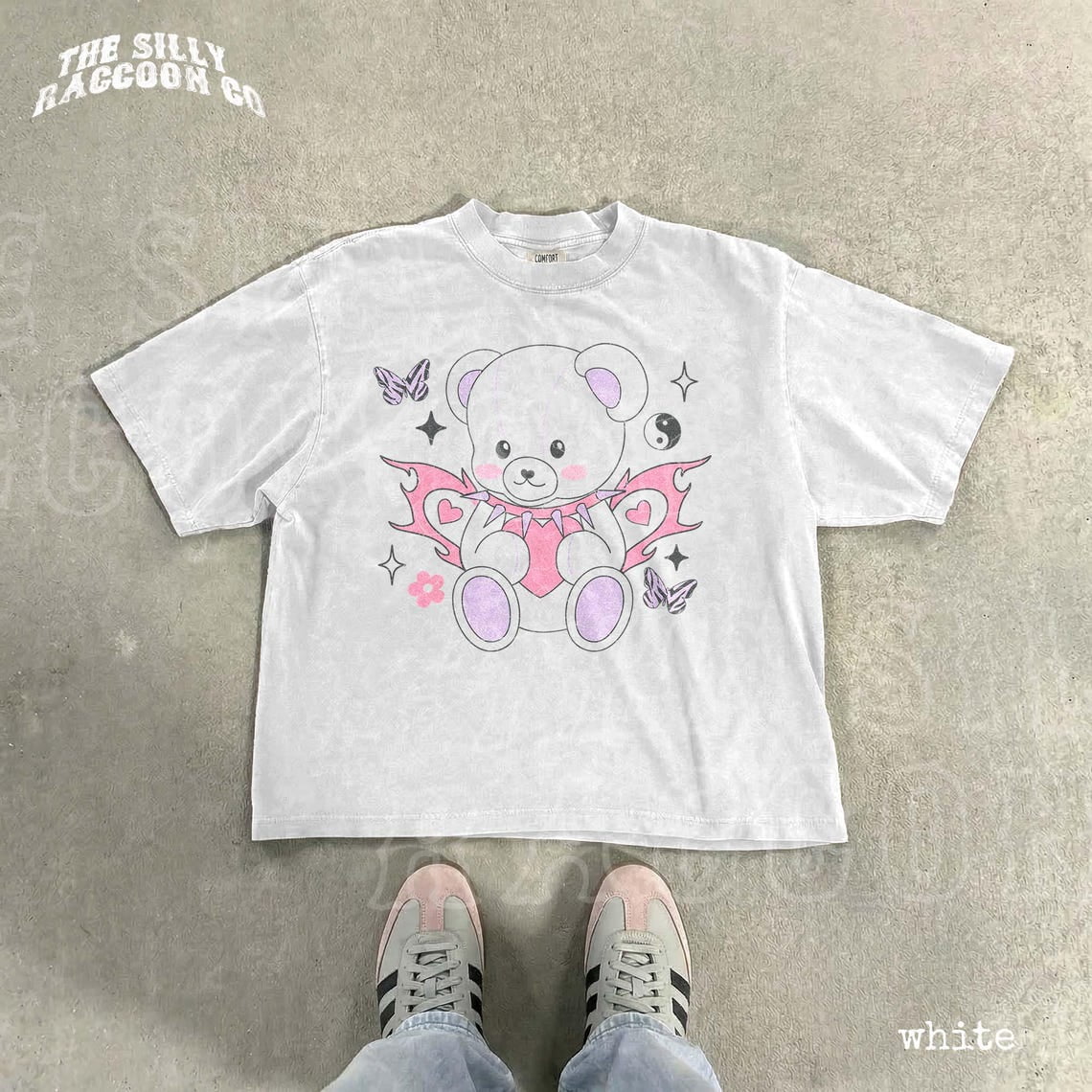 Pastel Goth Bear Kawaii Bat Wing Teddy Y2K Coquette Grunge Top Creepy ...