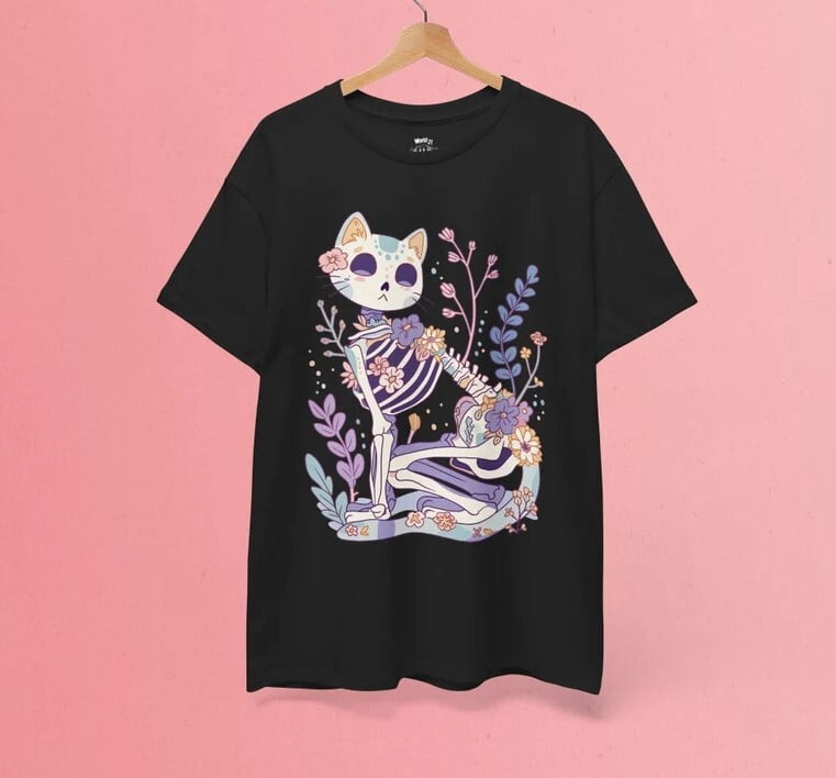 Pastel Goth Cat Skeleton T-Shirt | Pastel Goth, Kawaii Clothes, Yami ...