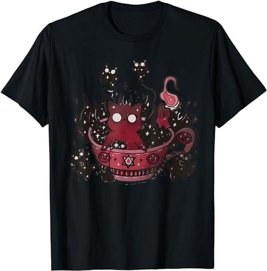 Pastel Goth Clothing Creepy Develish Cat in Tea Cup ghosts T-Shirt ...