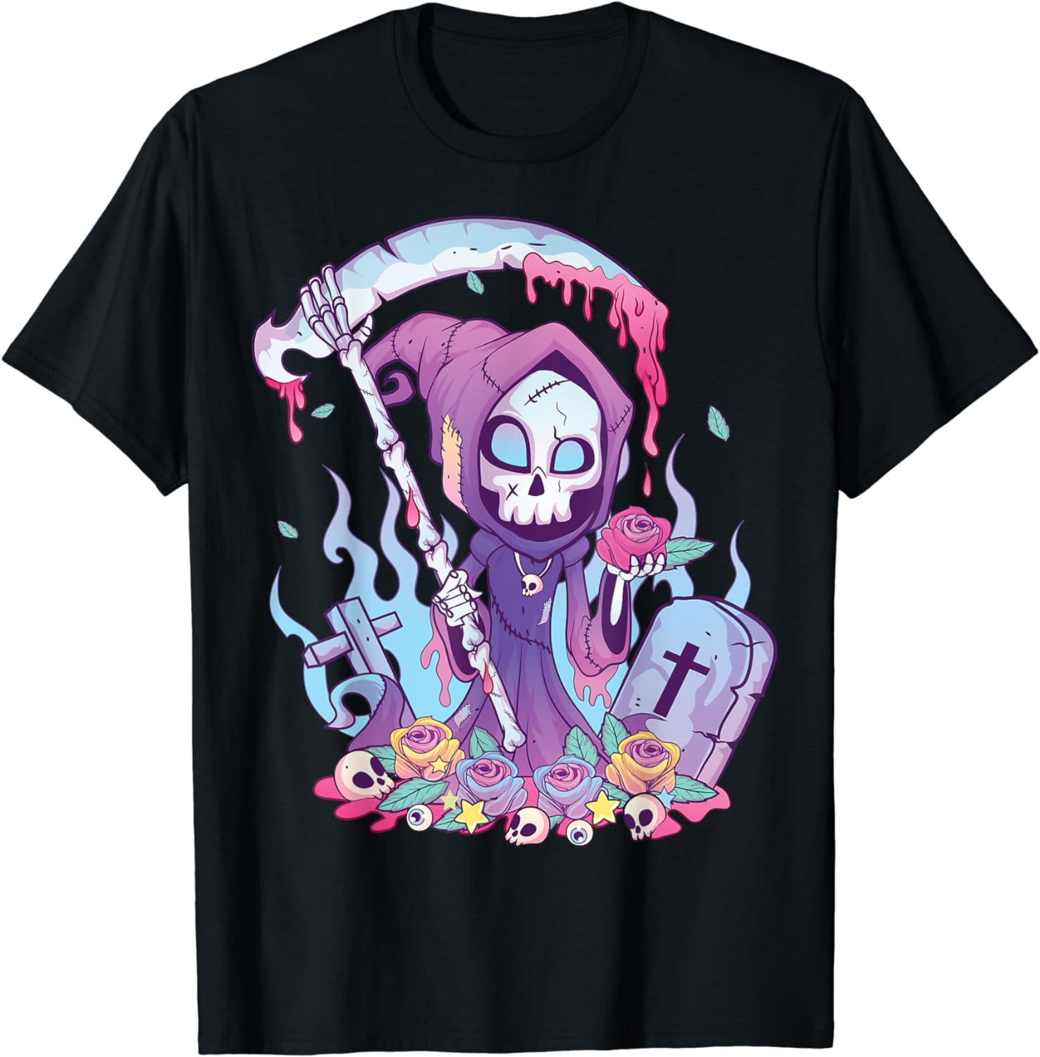 Pastel Goth Creepy Death Grim Reaper Kawaii Occult Menhera T-Shirt ...