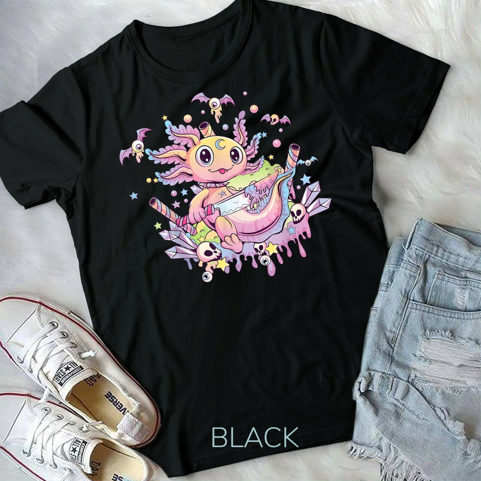 Pastel Goth Cute Creepy Axolotl Gothic Kawaii Menhera Wiccan Unisex ...