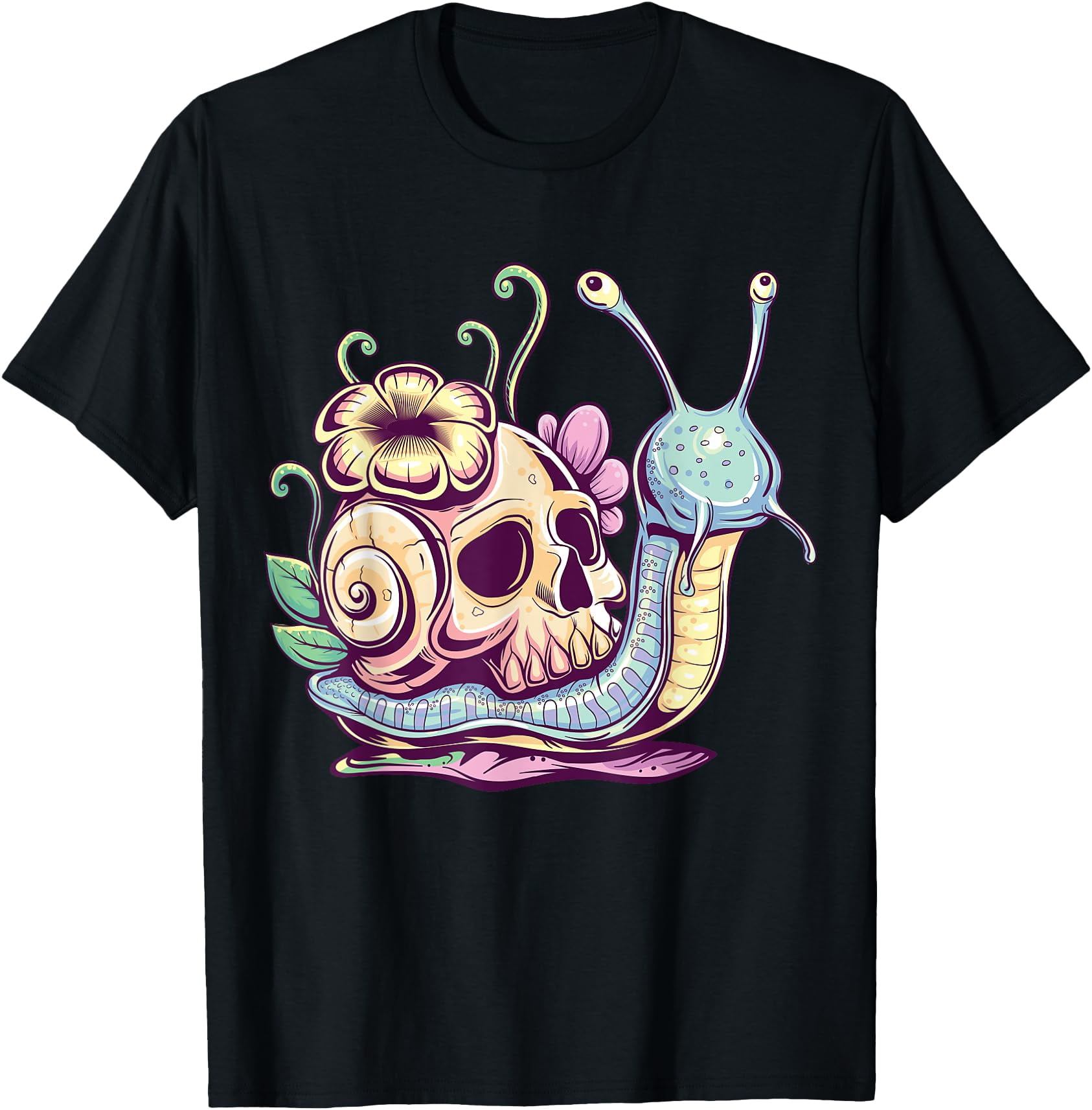 Pastel Goth Cute Creepy Snail Skull Kawaii Menhera Emo Egirl T-Shirt ...