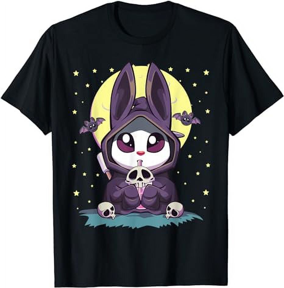 Pastel Goth Kawaii Anime Moon Bunny Reaper With Boba Tea T-Shirt ...