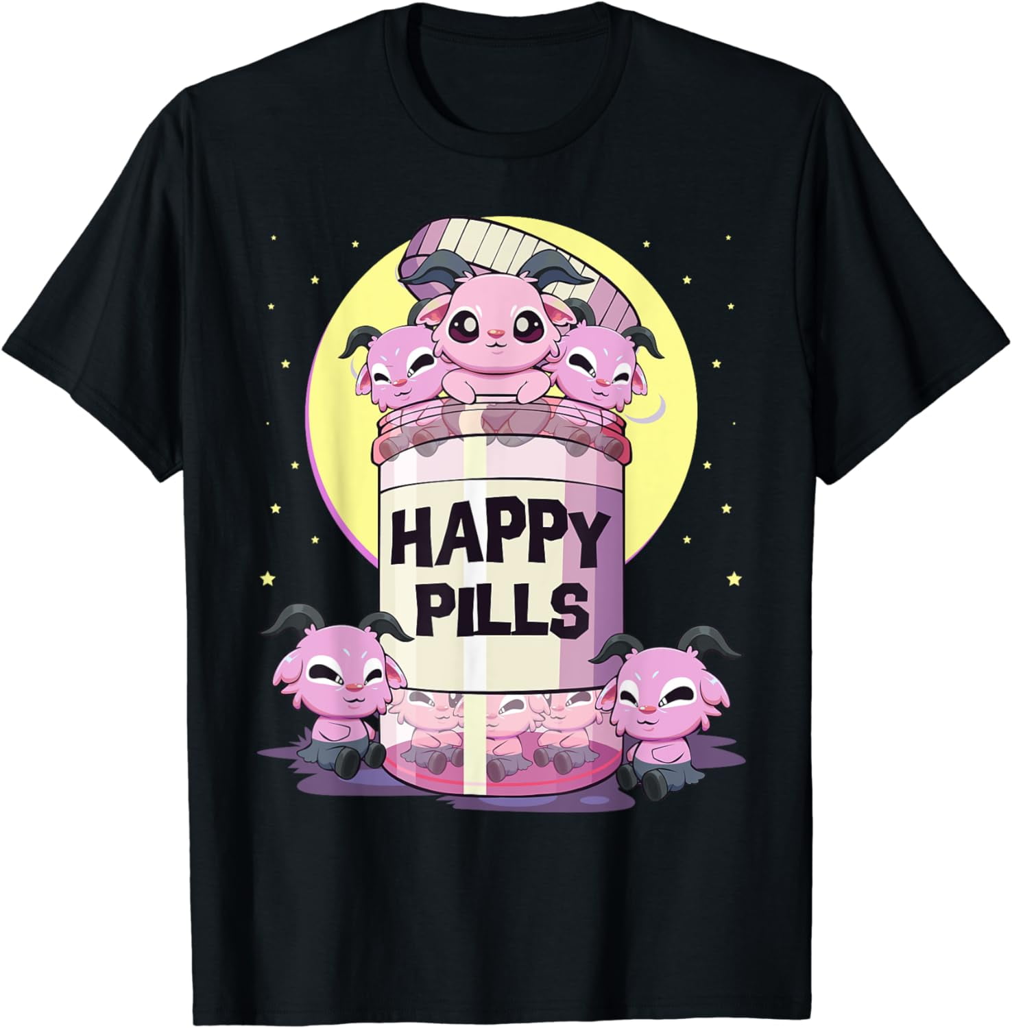 Pastel Goth Kawaii Cute Happy Pills Baphomet T-Shirt - Walmart.com
