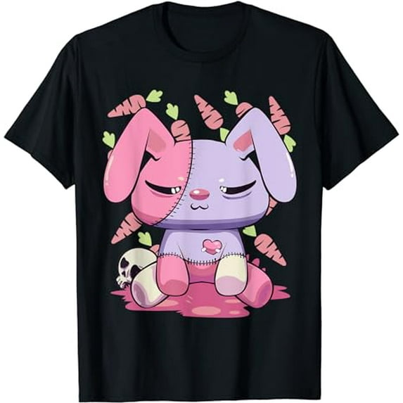 Pastel Goth Kawaii Menhera Sad Creepy Voodoo Doll Bunny T-Shirt ...