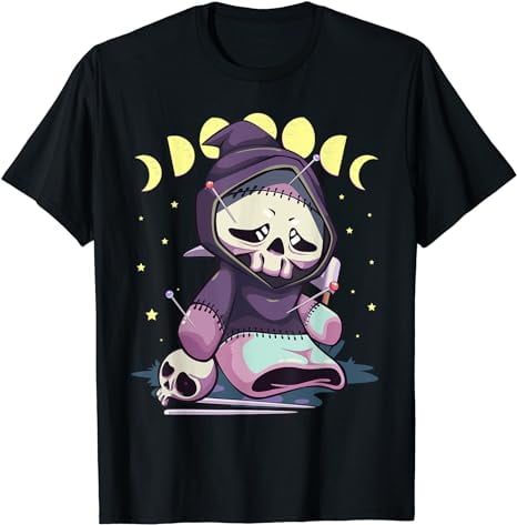 Pastel Goth Kawaii Menhera Sad Creepy Voodoo Doll Reaper T-Shirt ...