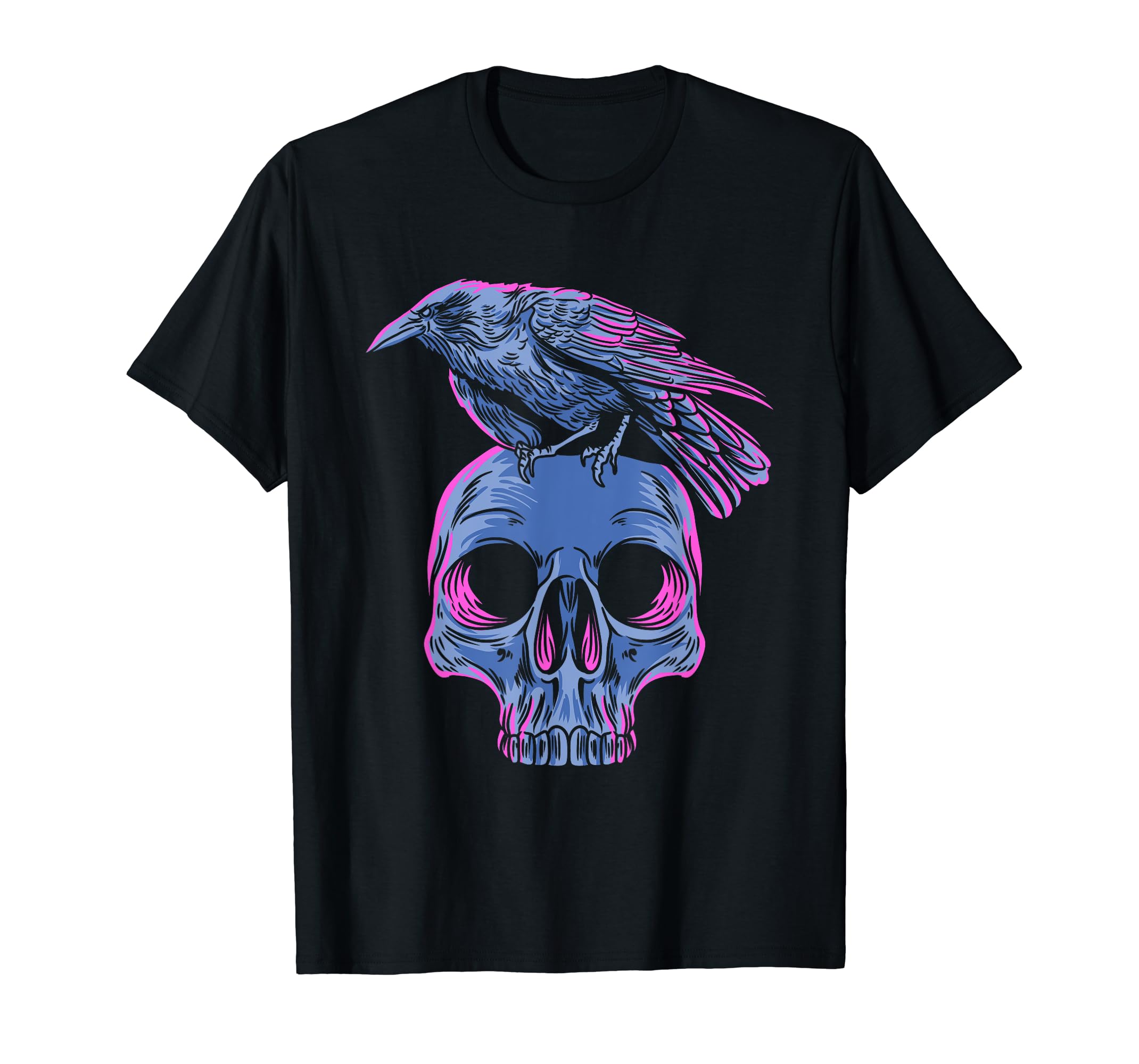 Pastel Goth Raven Crow on Skull Emo Punk Gothic Bird Lover Black T ...
