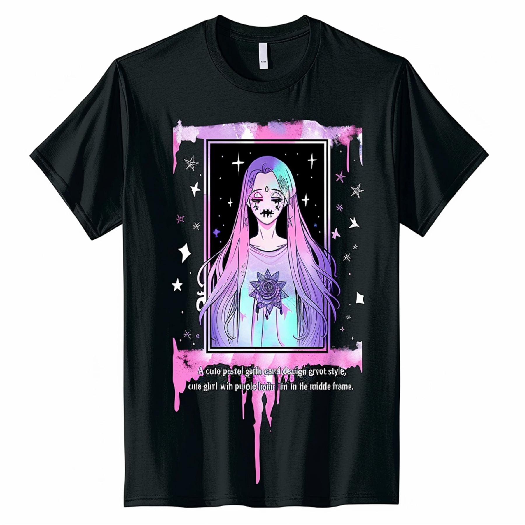 Pastel Goth Rose Witch Tarot Card Design Black TShirt Vector Art Style ...
