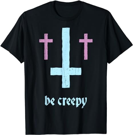 Pastel Goth Vintage Inverted Cross Teen Girls Be Creepy T-Shirt ...