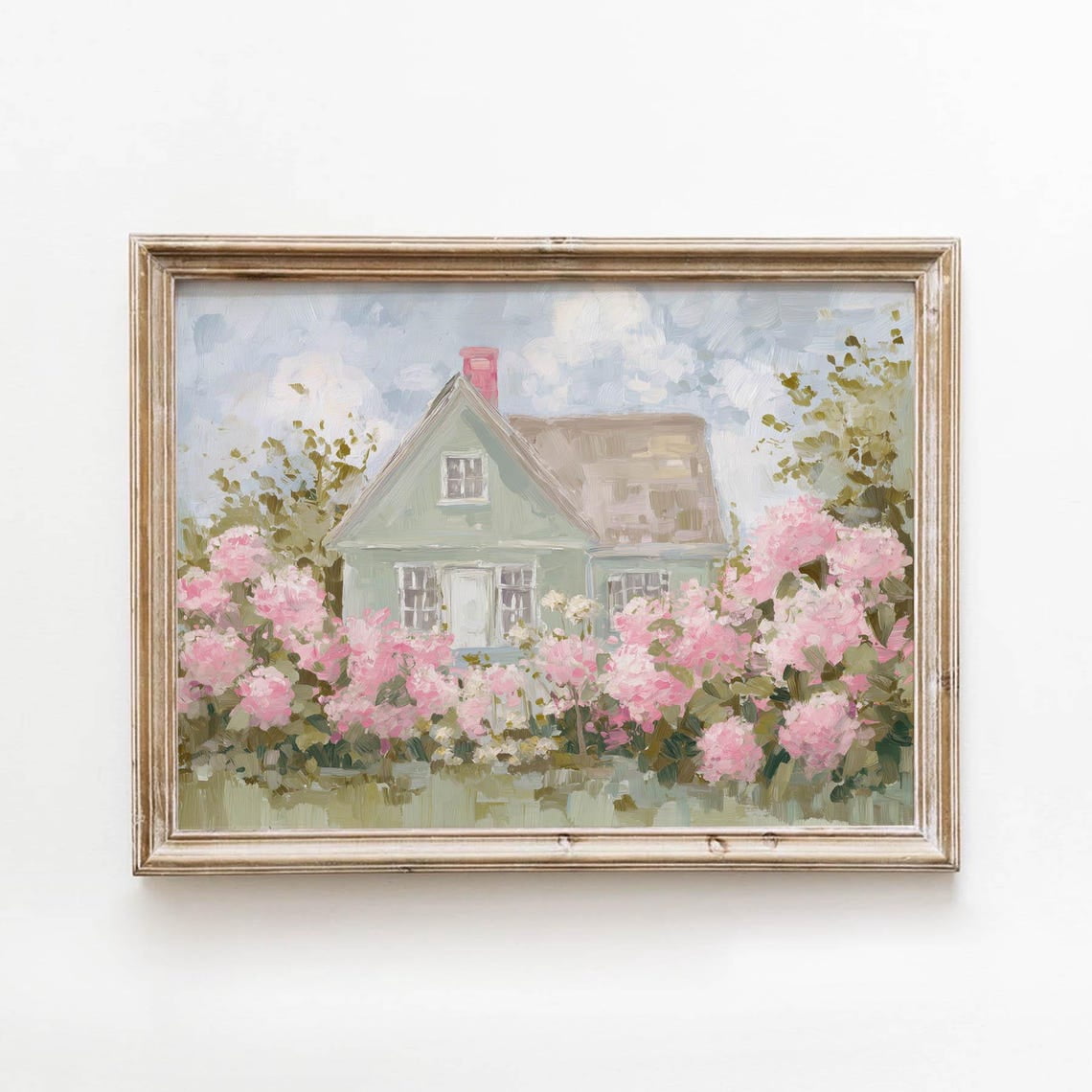 Pastel Green Cottage Soft Cottagecore Wall Art Romantic Floral Decor ...