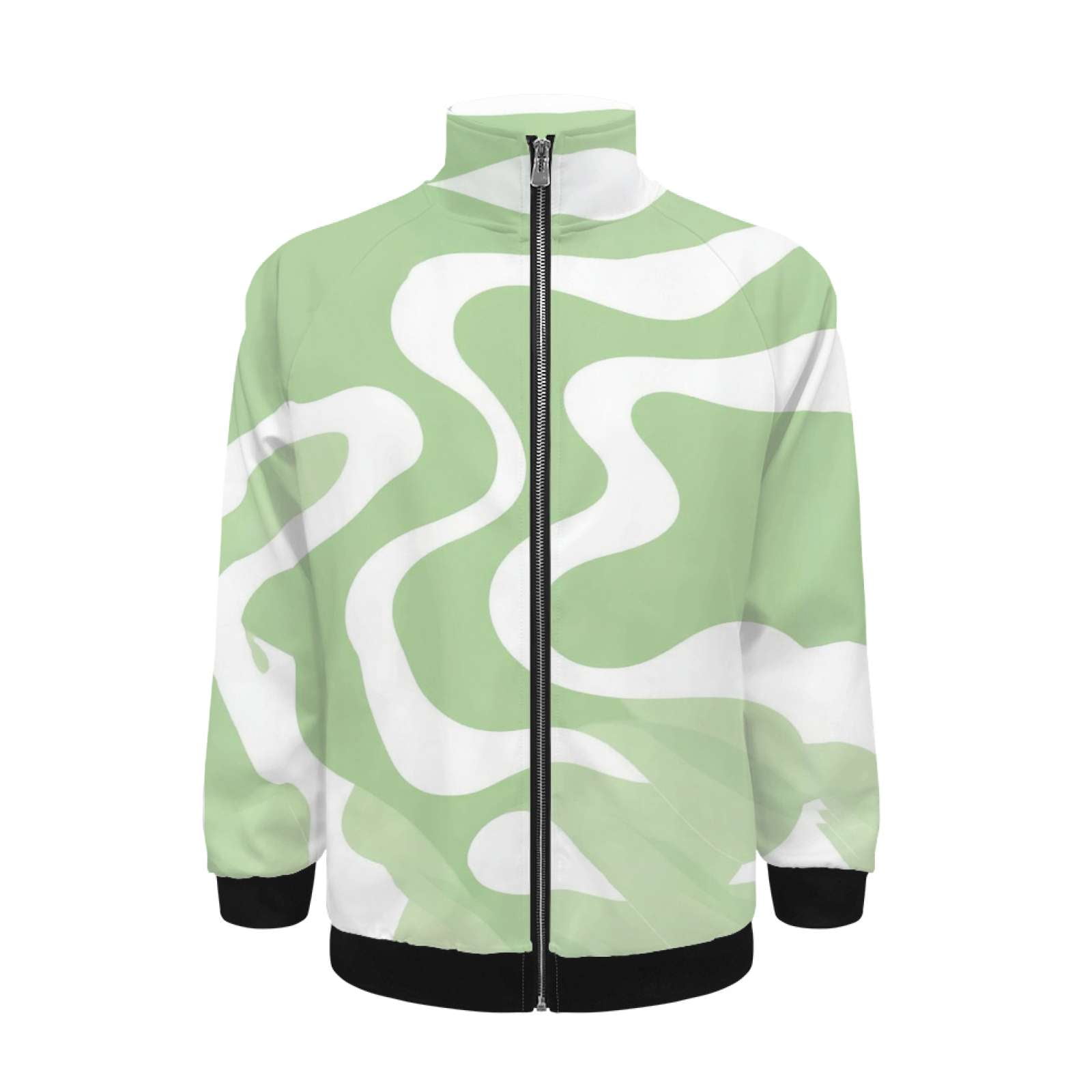 Pastel Green Wavy Abstract Art Jacket Men's Street Cool Long Sleeves Coat Personality Tops ...