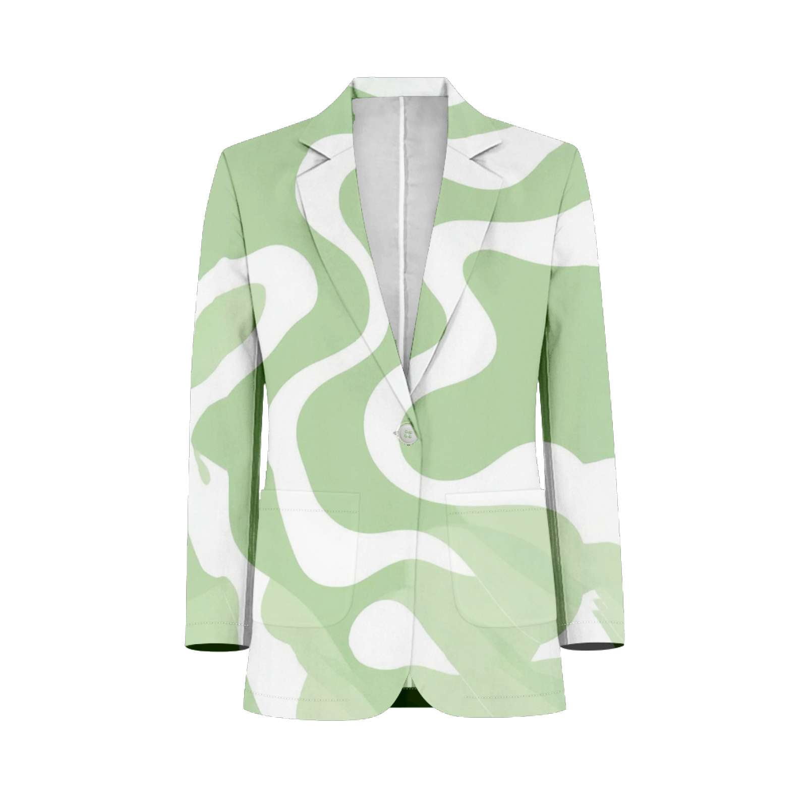 Pastel Green Wavy Abstract Art Mens Suits Shawl Collar Slim Fit Suit ...