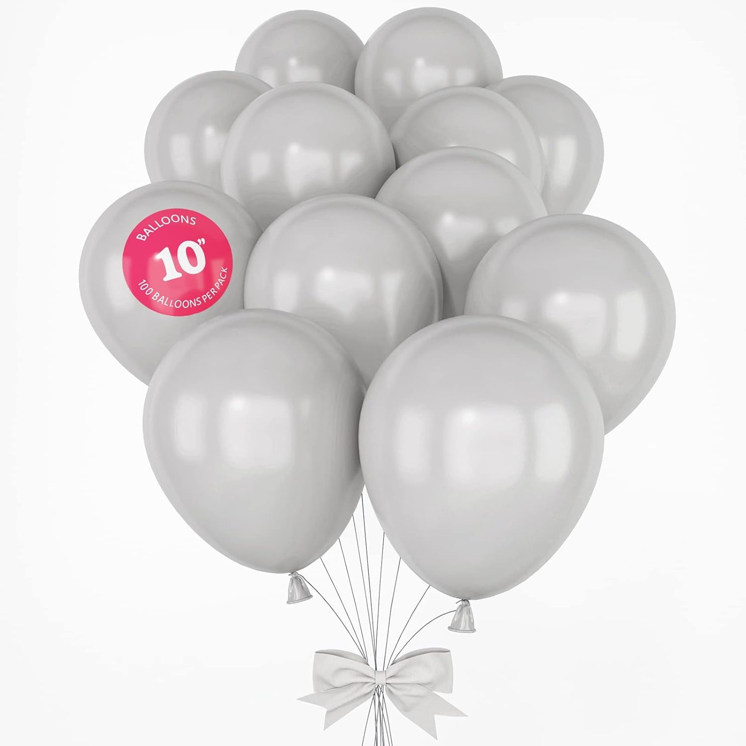 Pastel Grey Party Balloons - 100 Pcs | 10 Inch Single Color Latex ...