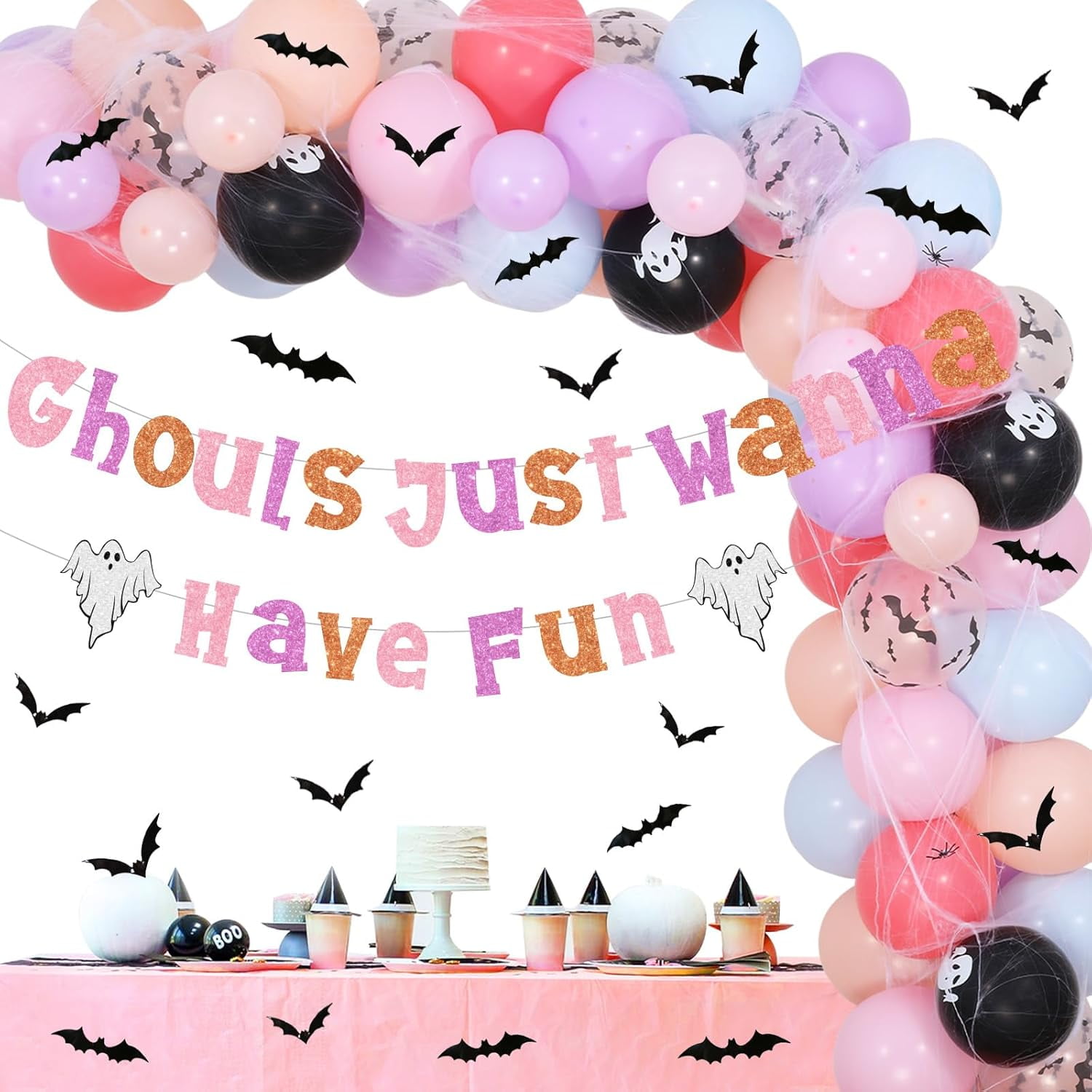 Pastel Halloween Party Decorations Halloween Balloon Garland Arch Kit ...
