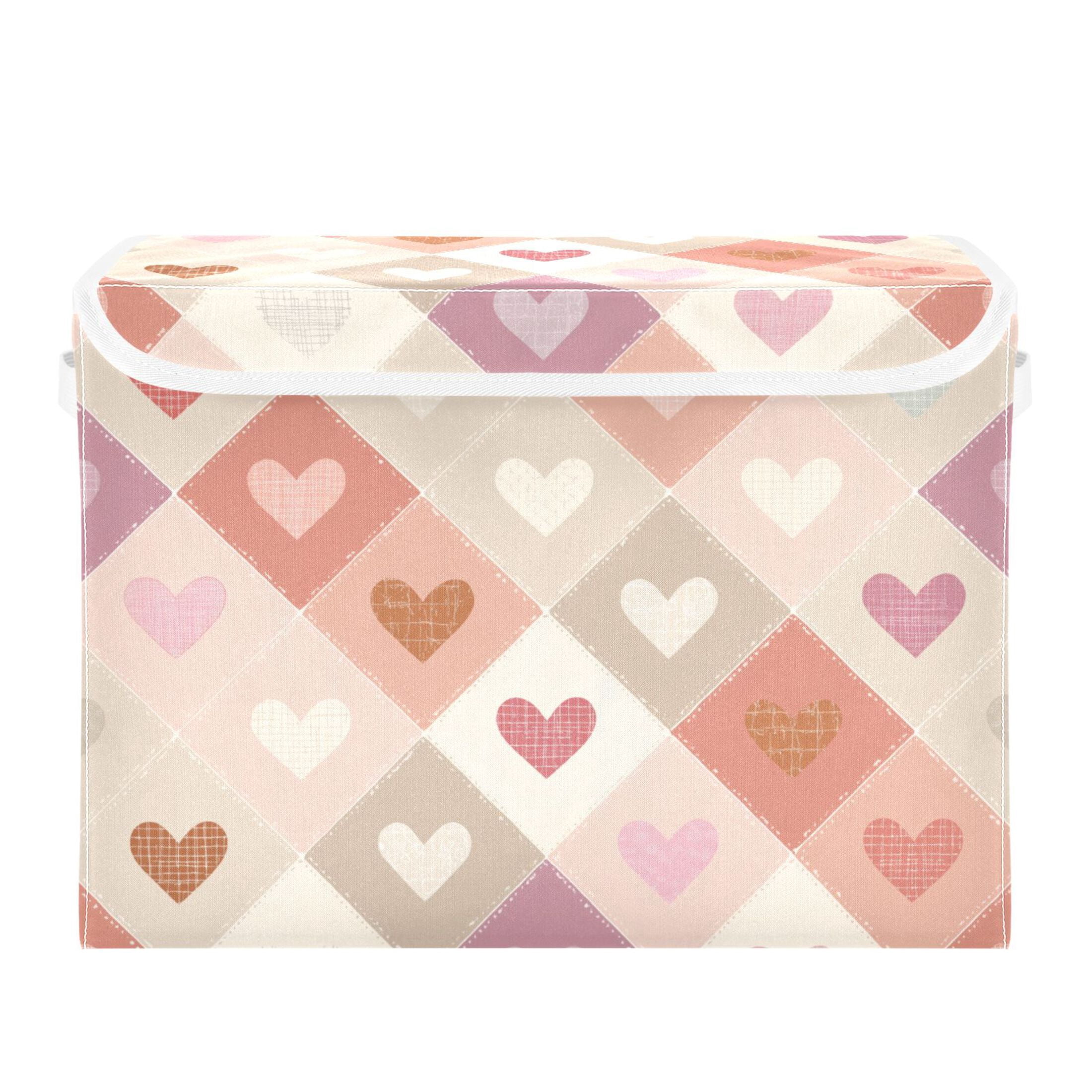 Pastel Hearts in Diagonal Checkerboard Valentine Foldable Storage Bins ...