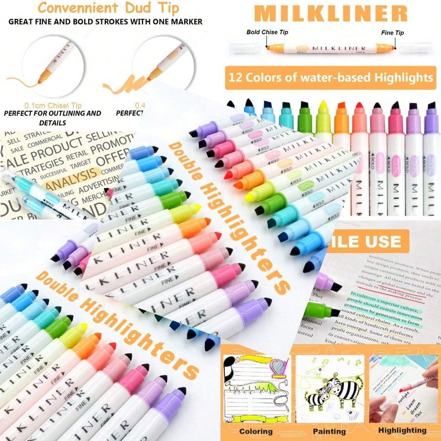 Pastel Highlighters Set 12 Unique Retro Colors Highlighters Assorted ...