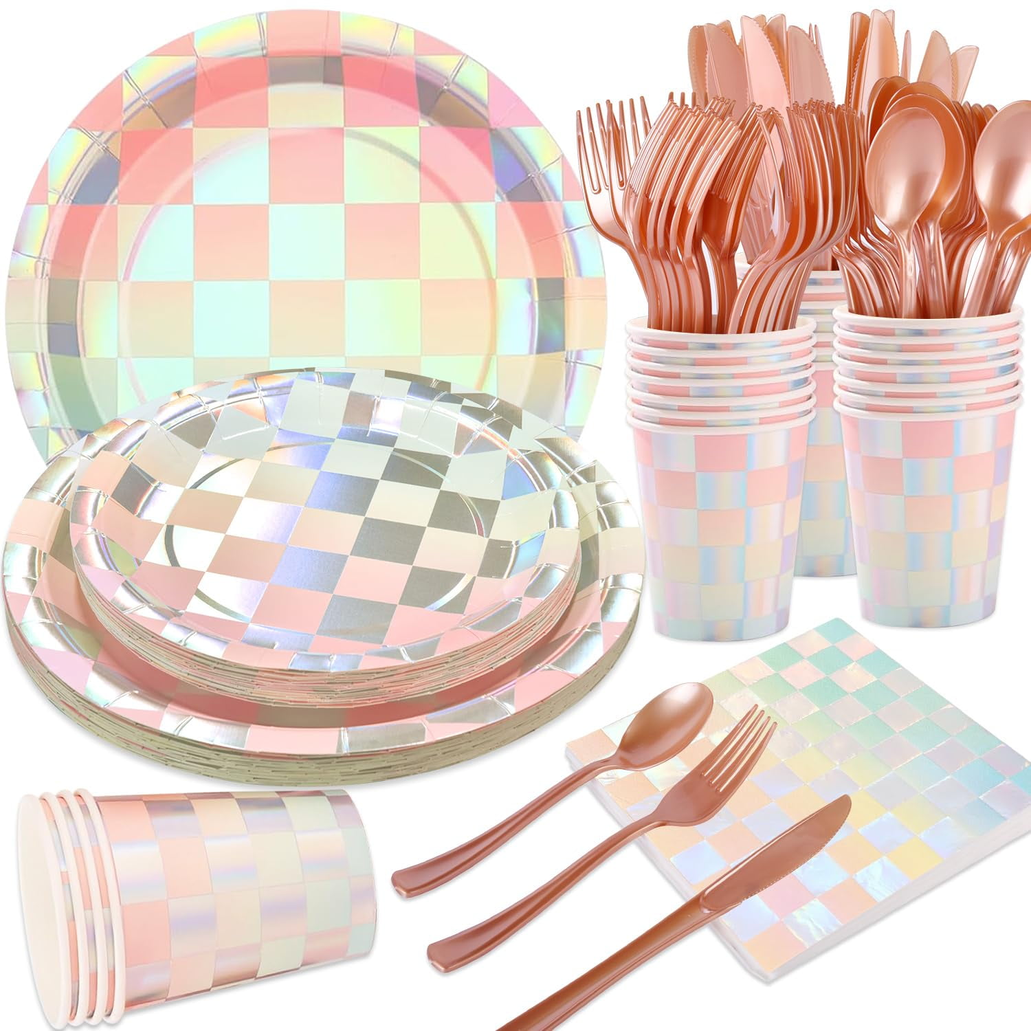 Pastel Iridescent 90s Bachelorette (Serve 20) C3 Paper Disposable ...