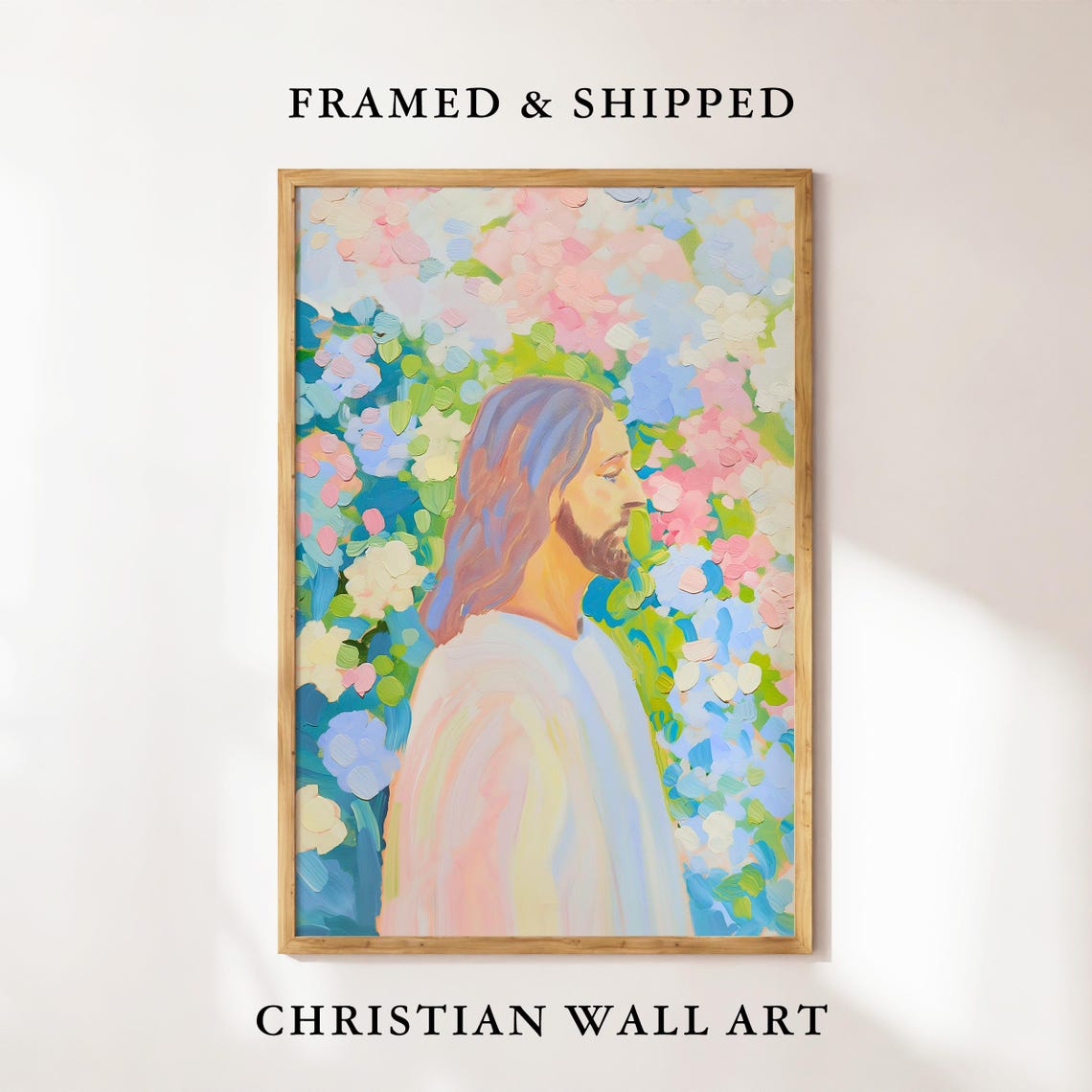 Pastel Jesus Painting, Christian Wall Art Gift, Framed & Shipped ...