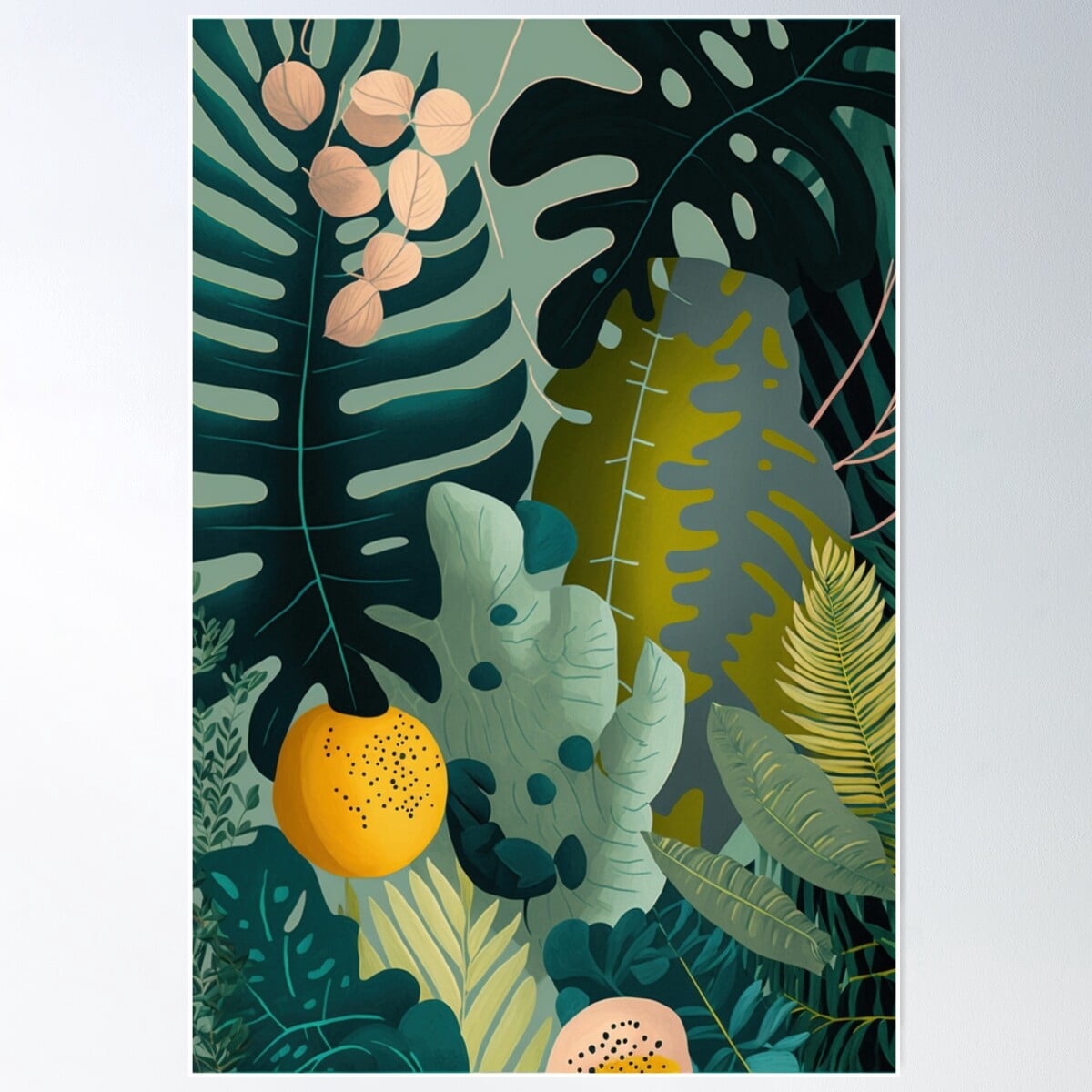 Pastel Jungle Poster Wall Art, Modern Wall Decor For Living Room ...