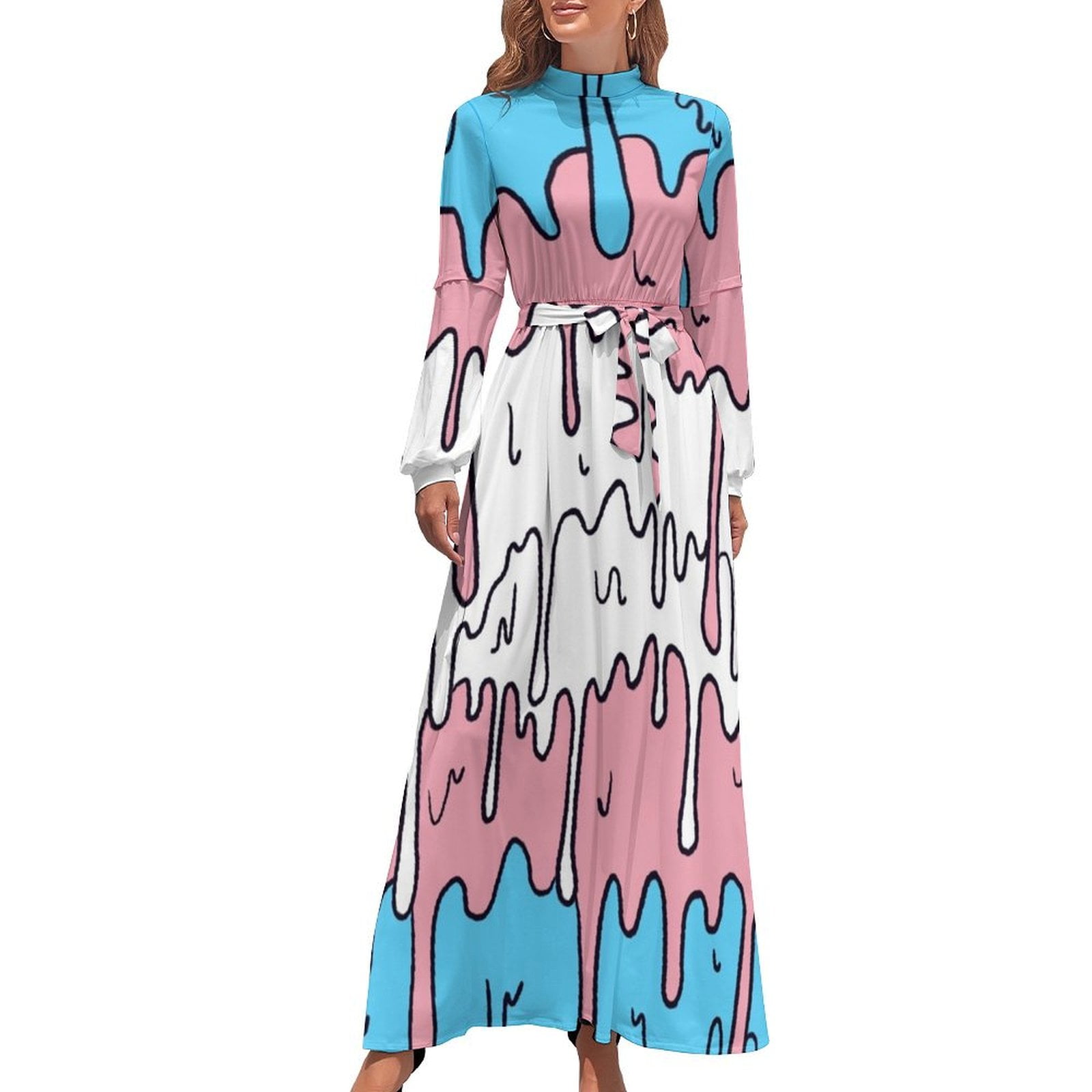 Pastel Kawaii Melting Trans Pride LGBTQ Design Long Dress summer woman ...