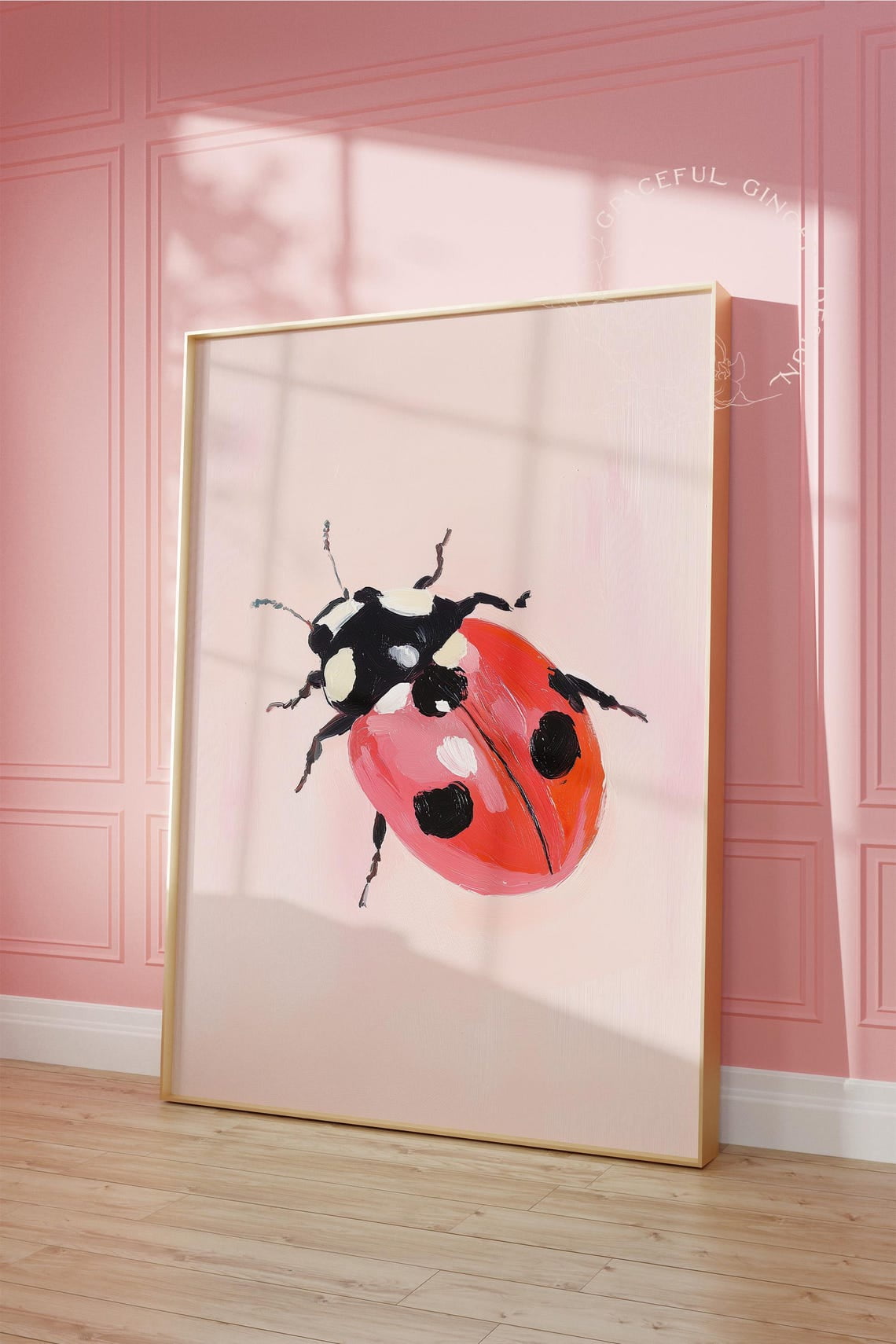 Pastel Ladybug Nursery Print, Soft Pink Girl'S Room UNFRAMED Poster ...