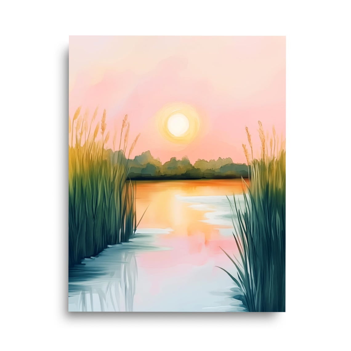 Pastel Marsh Print, Sunset Wetlands Art, Golden Hour Landscape, Soft ...