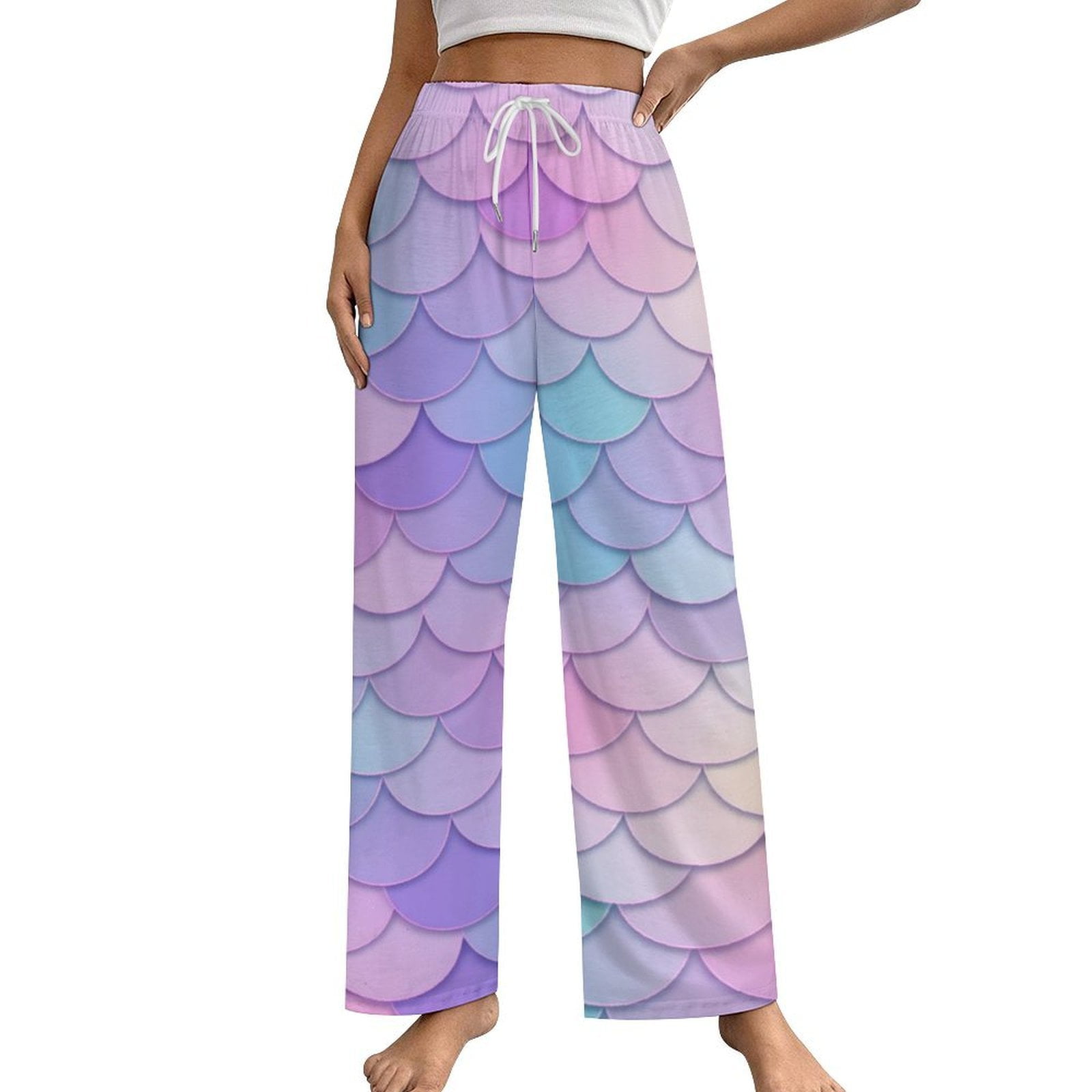 Pastel Mermaid Scales(3) Women's Pajama Pants Trousers Ladies Loose ...