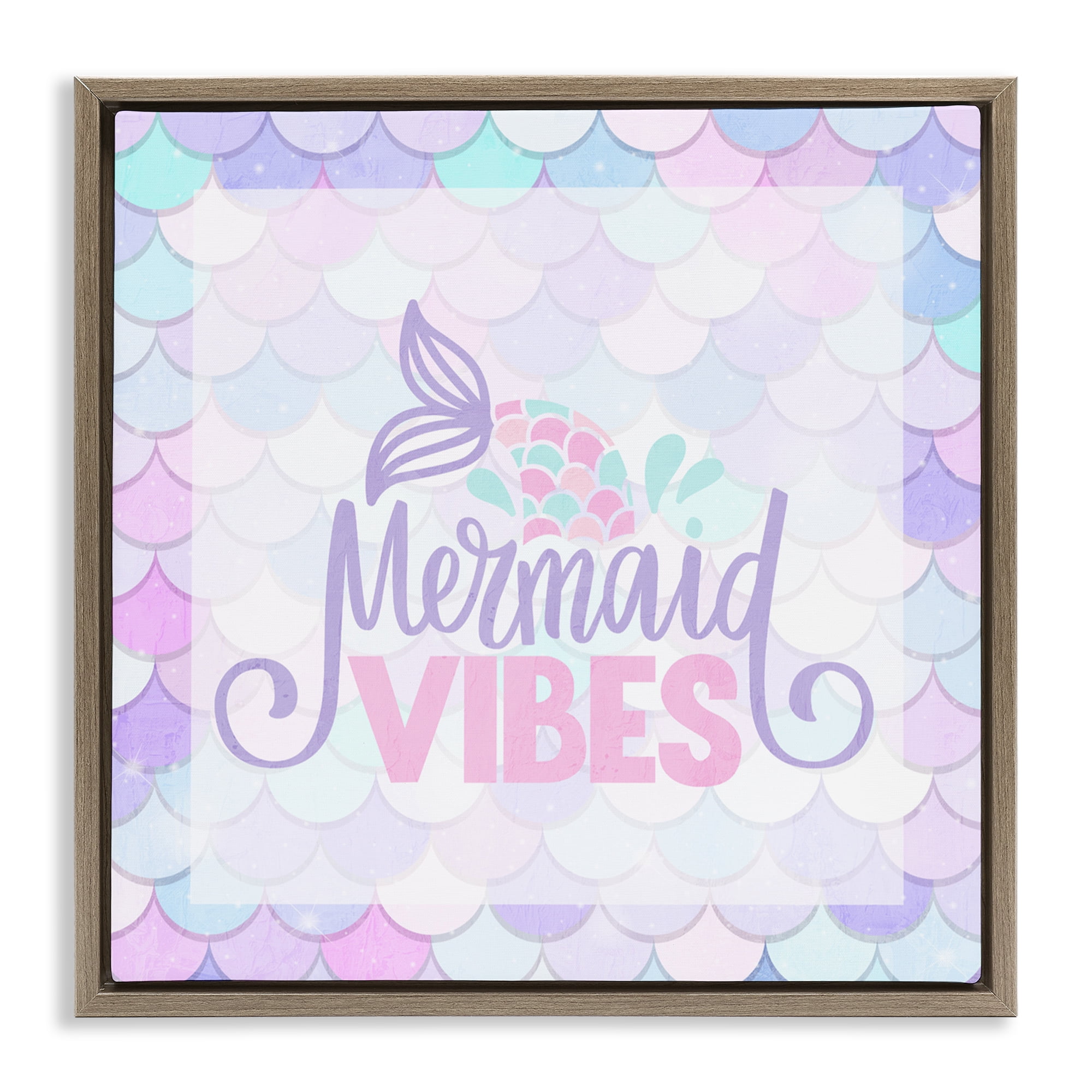 Pastel Mermaid Vibes Brown Framed Floater Canvas Wall Art, design by ...