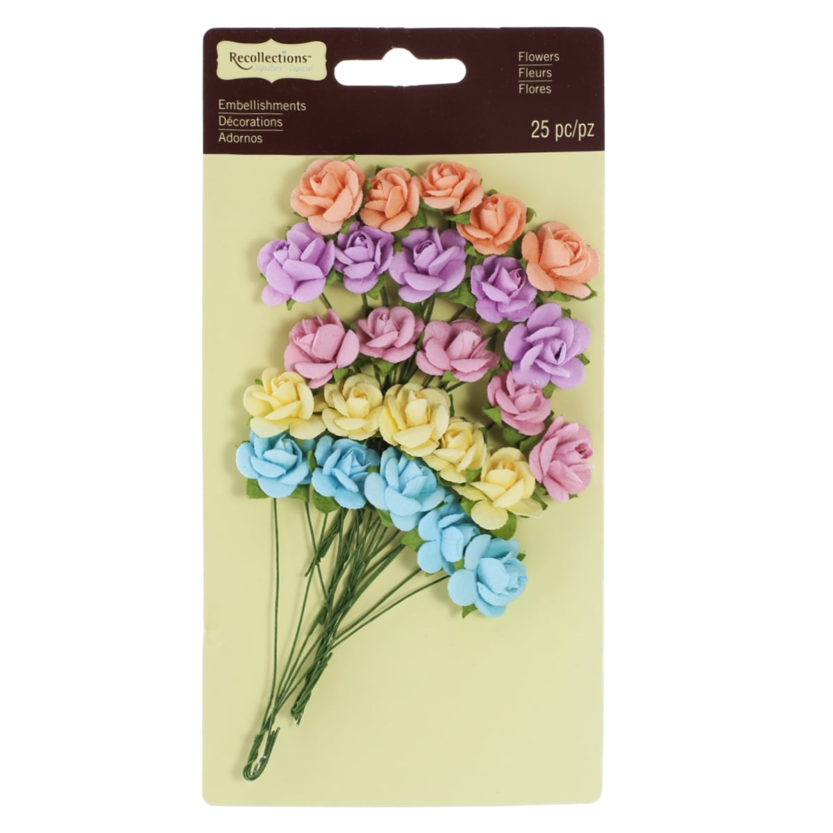 Pastel Mini Roses by Recollections - Small Paper Flower Embellishments ...