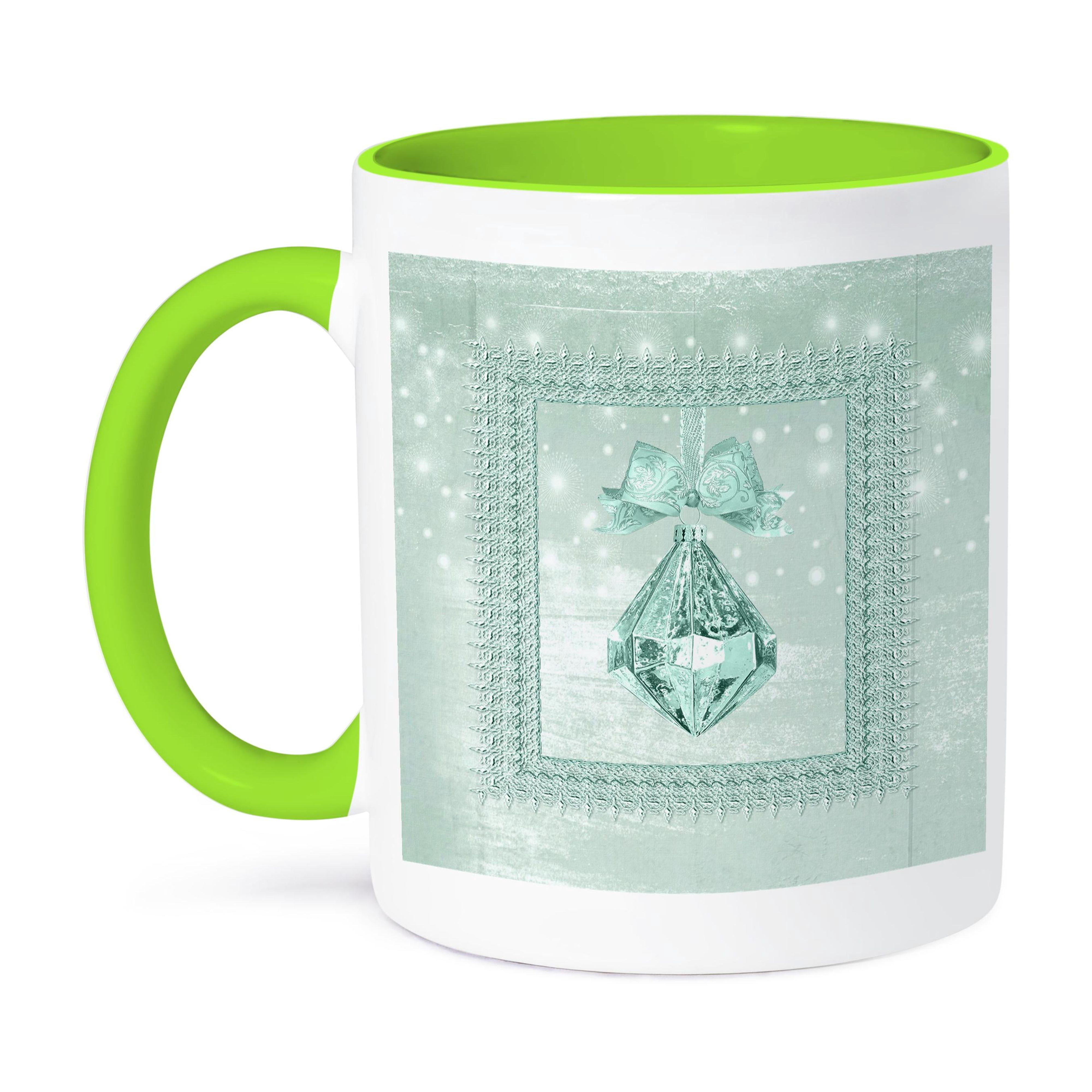 3dRose, Pastel Mint Green Crystal Look Ornament in Frame on Lights ...