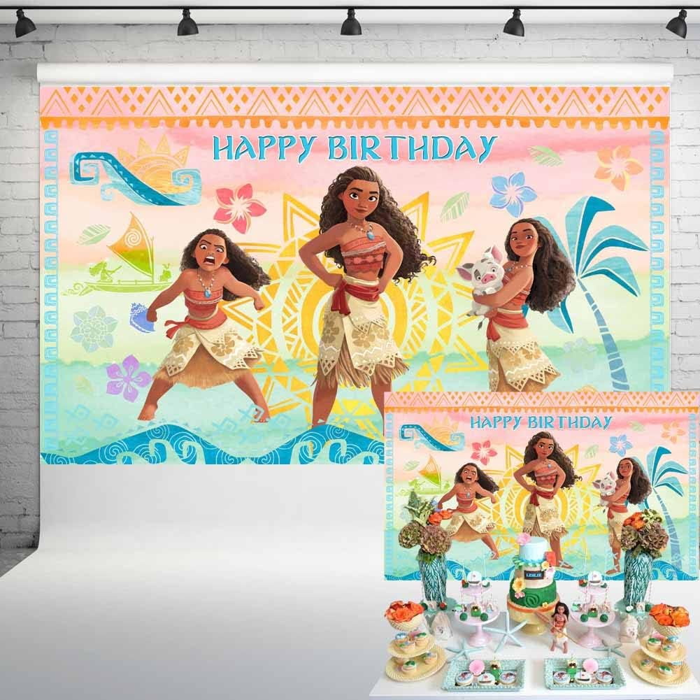 Pastel Moana Backdrop for Birthday Party Watercolor Beach Sunrise ...
