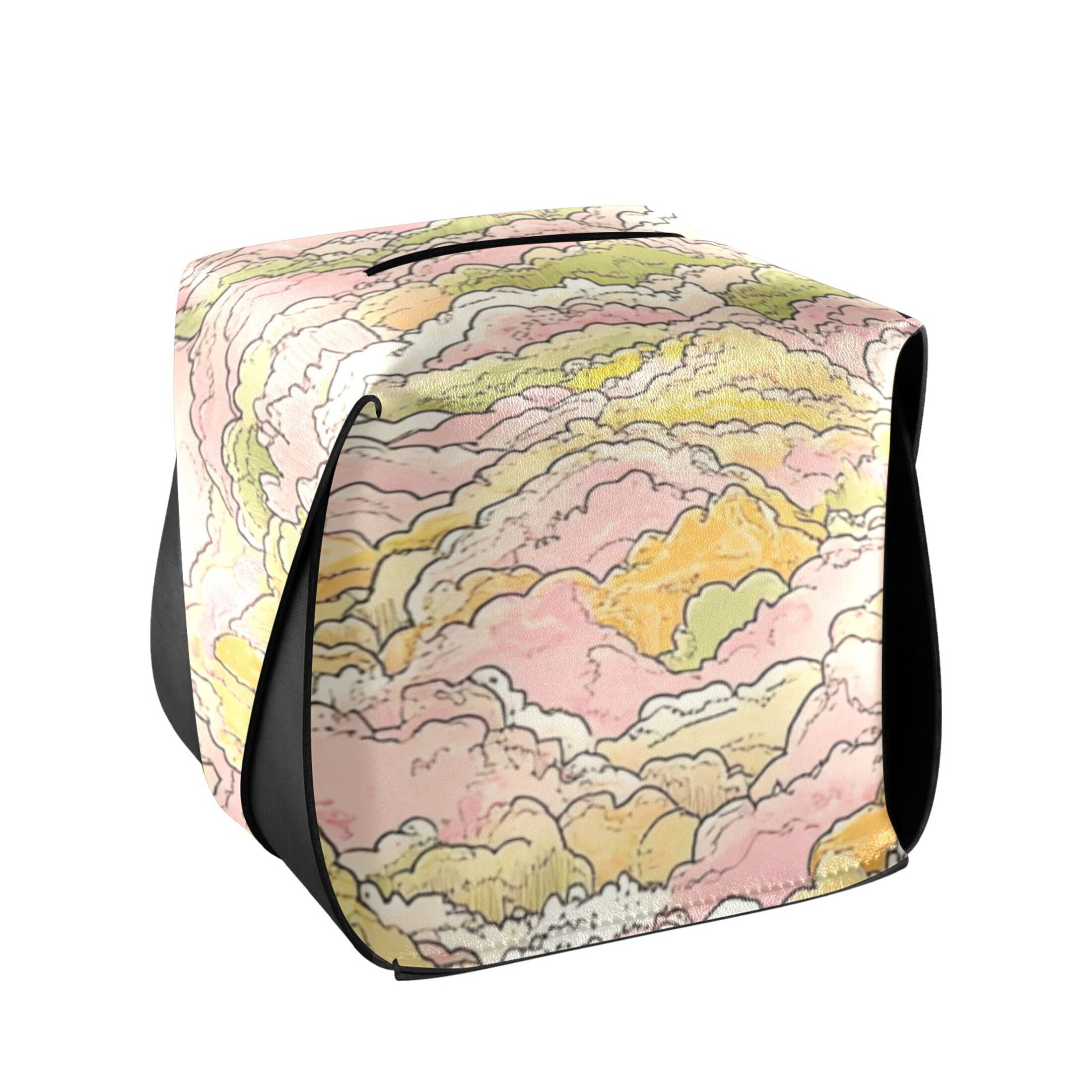 Pastel Mountain Range 5.7in Leather Tissue Box Cover Square PVC ...