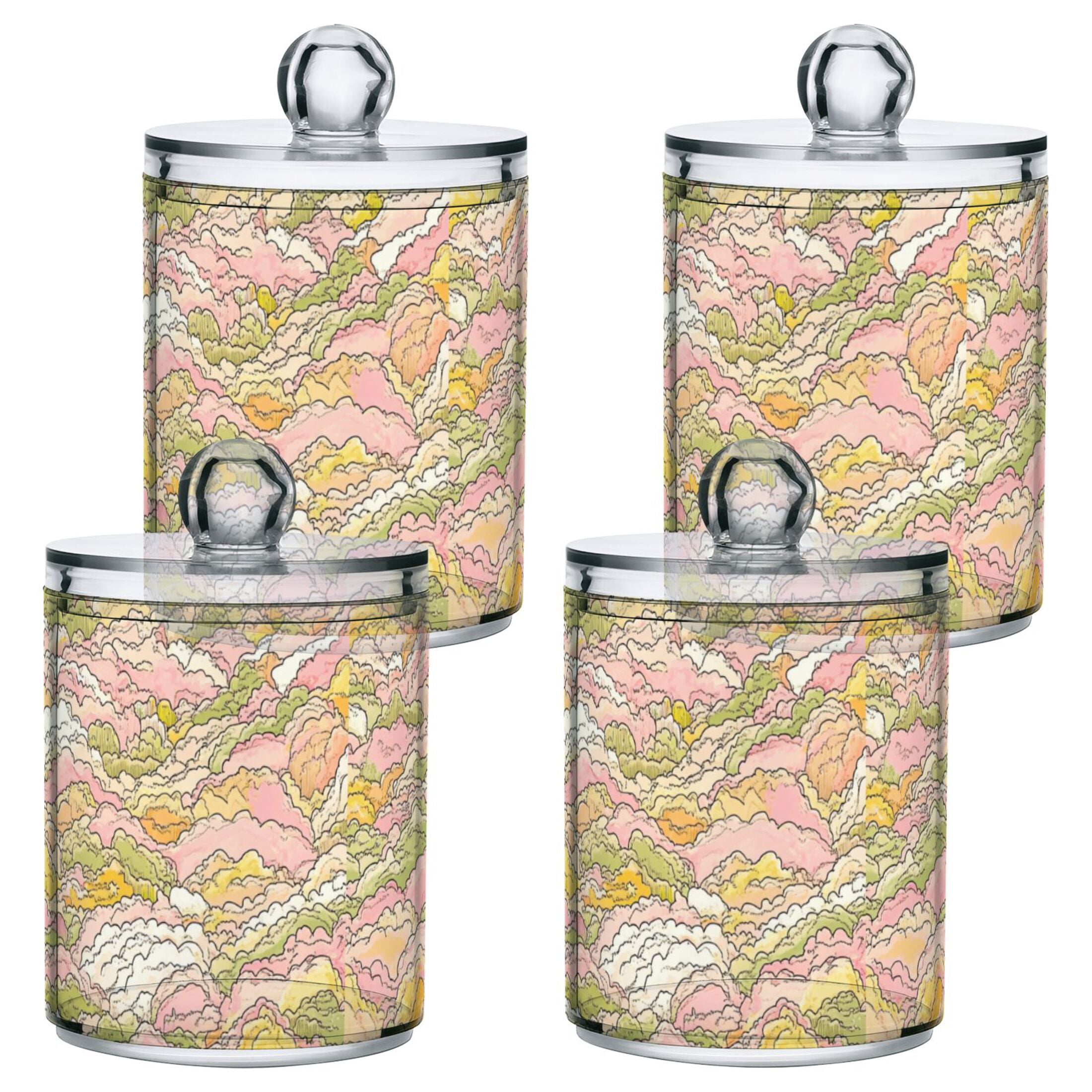 Pastel Mountain Range Bathroom Canisters Set of 4 Translucent Plastic ...