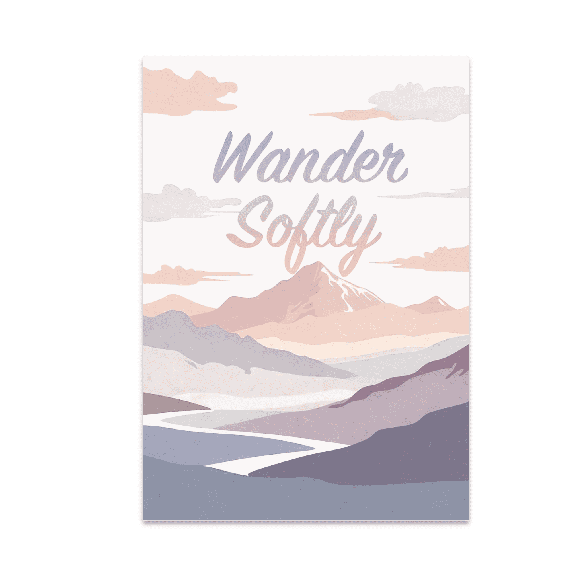 Pastel Mountains Path Art - Adventure Enthusiast - 13x19 Poster Print ...
