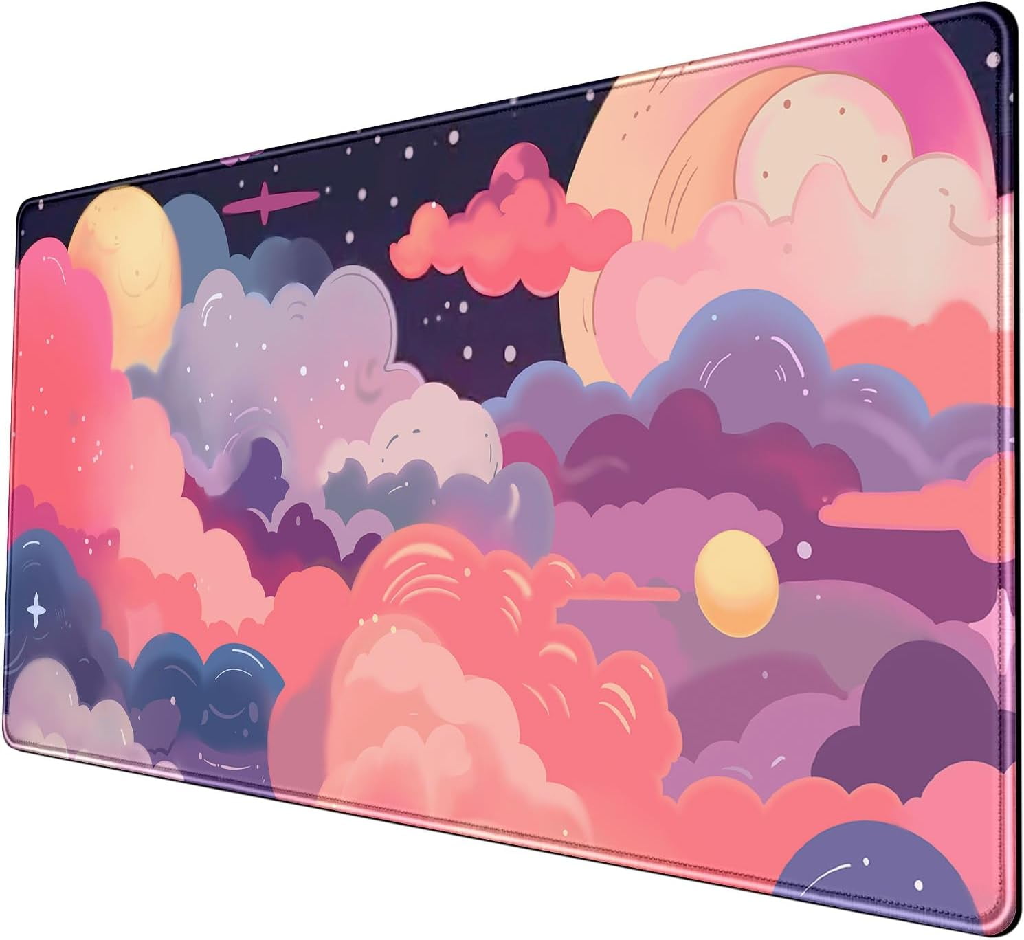 Pastel Mouse Pad Xxl-31.5x15.7in-Clorful Clouds Desk Pad-Pink Purple ...