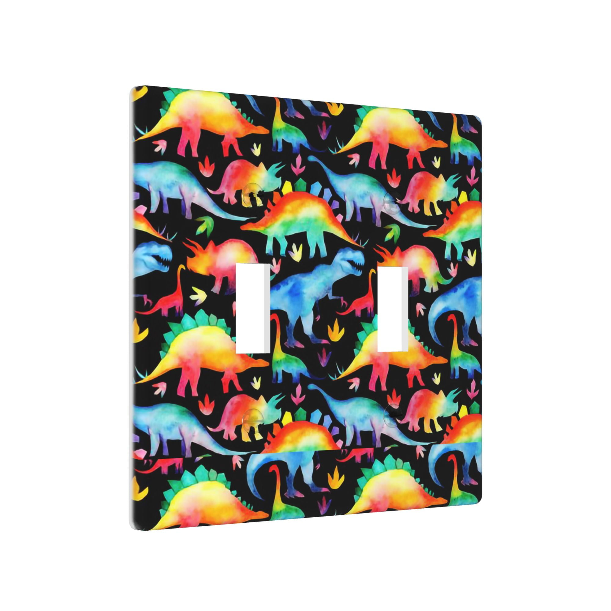 Pastel Neon Dinosaurs Double Toggle Light Switch Plate Decorative Wall ...