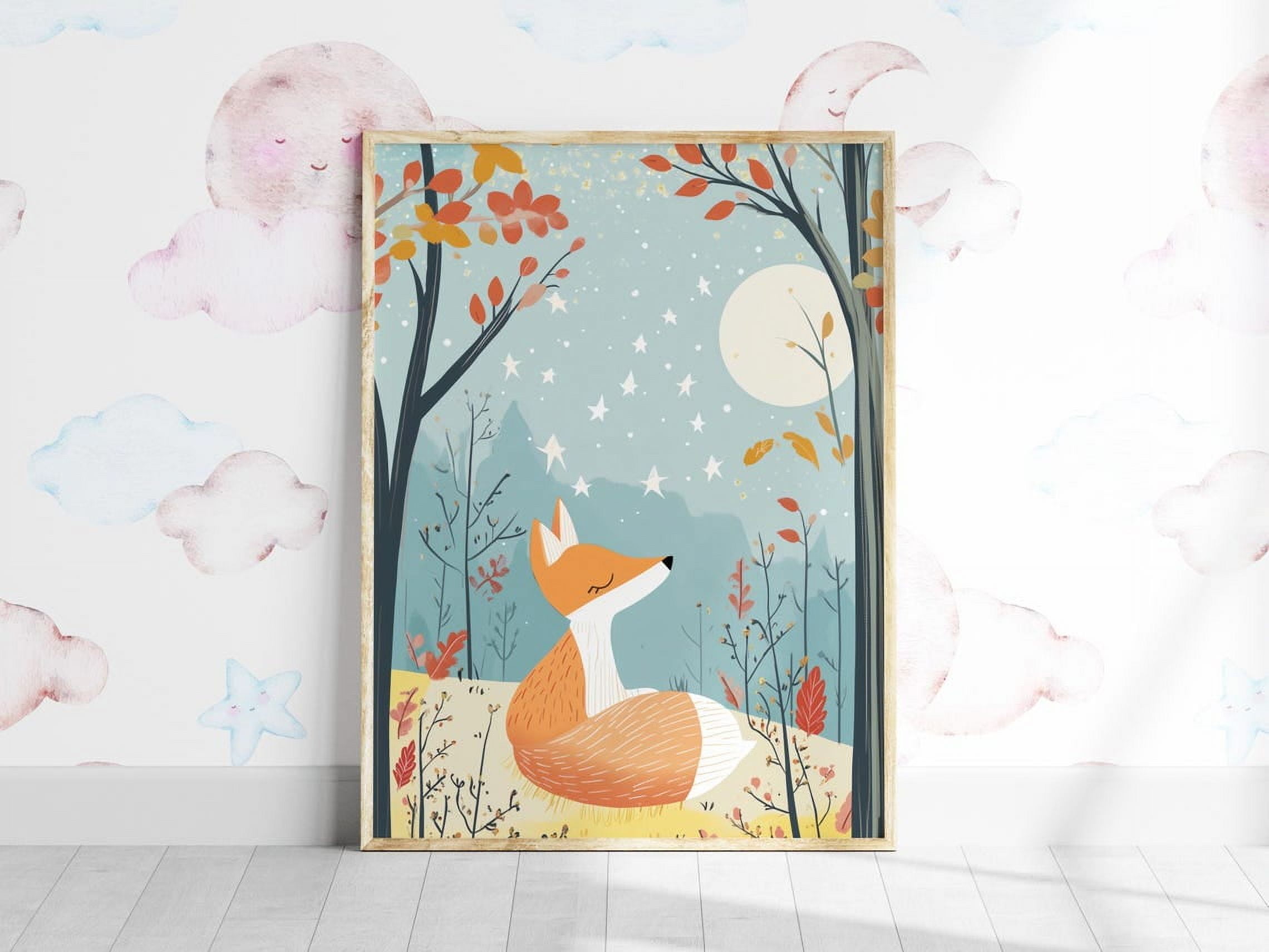 Pastel Nursery Fox Decor, Children'S Art, Colorful Bright Animal Art ...