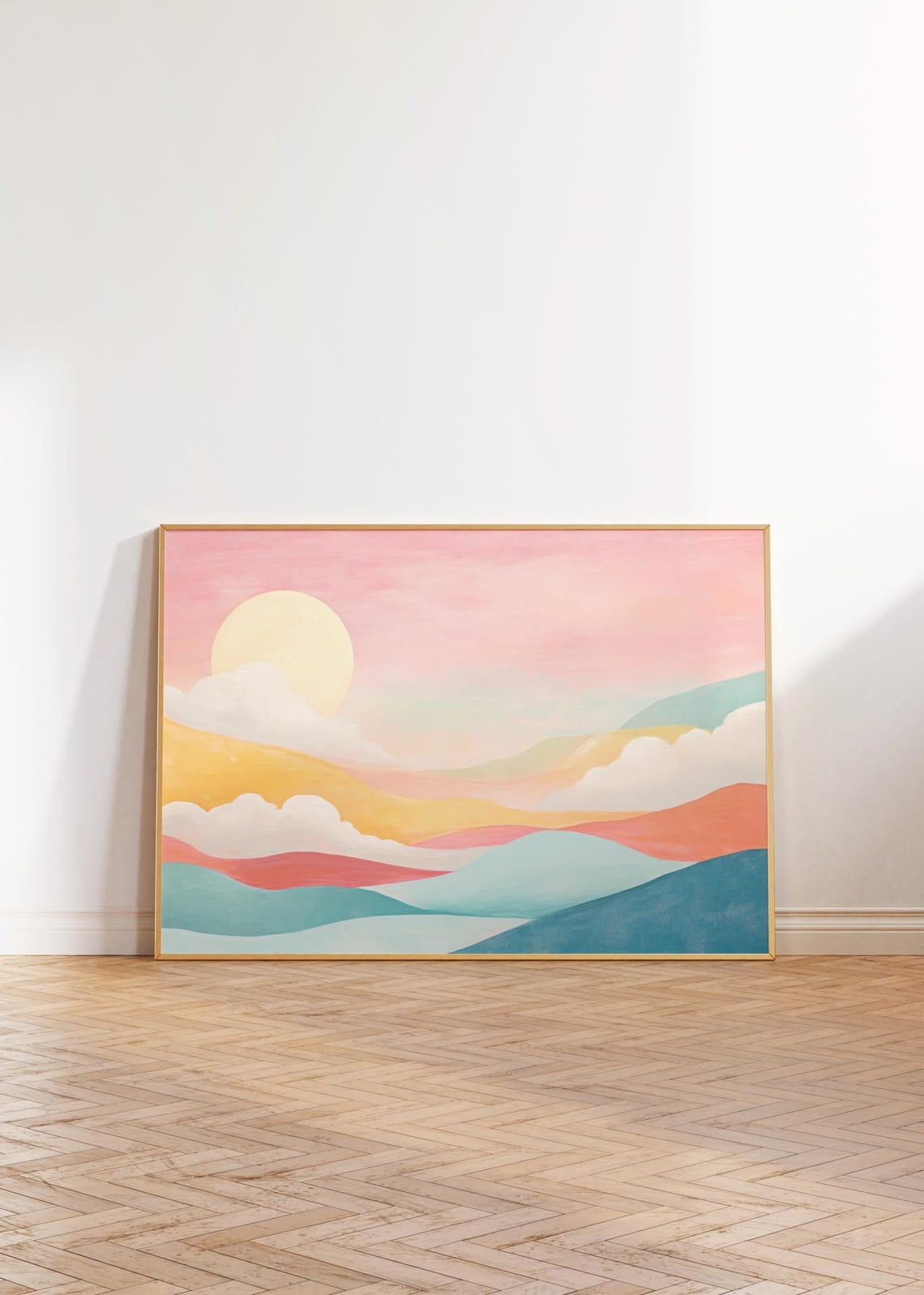 Pastel Nursery Wall Art, Playroom Scenery Print, Pastel Colors Kids ...