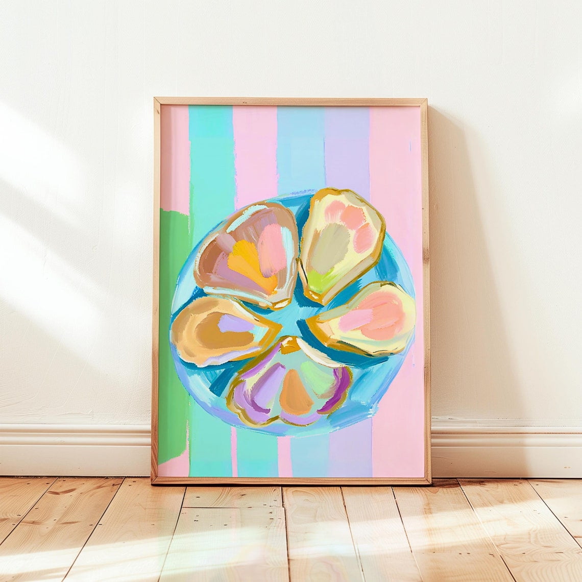 Pastel Oyster Shell Art, Preppy East Coast Decor, Nautical Poster ...