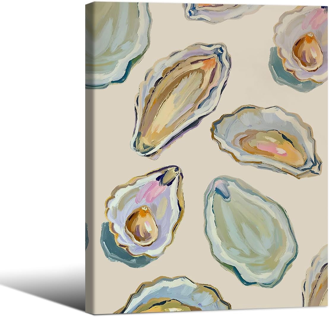 Pastel Oyster Shells Painting Poster Summer Ocean Shell Abstract Wall ...