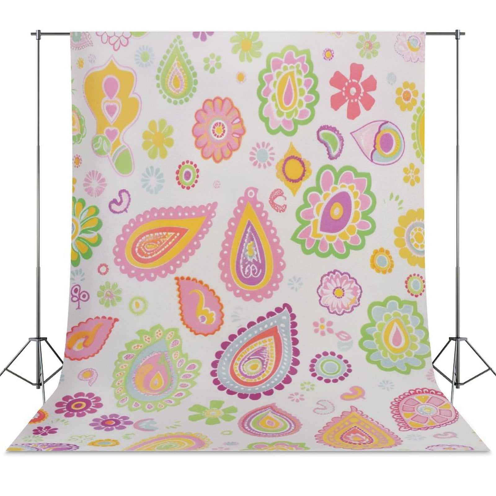 Pastel Paisley Floral White Background Pattern Backdrop Background for ...