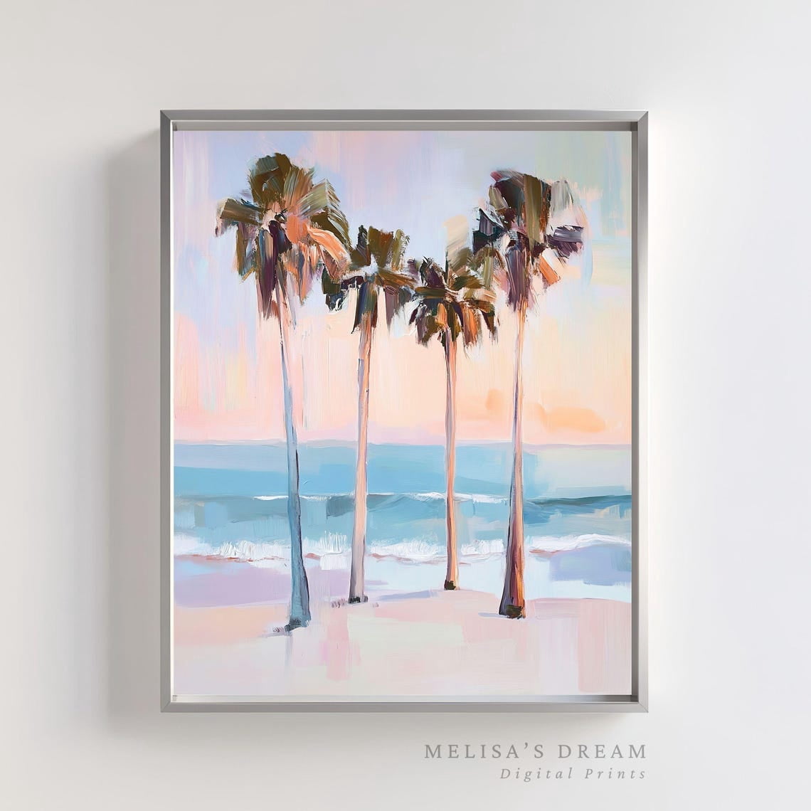 Pastel Palm Tree Beach Print Coastal Boho Summer Wall Art Unframed ...