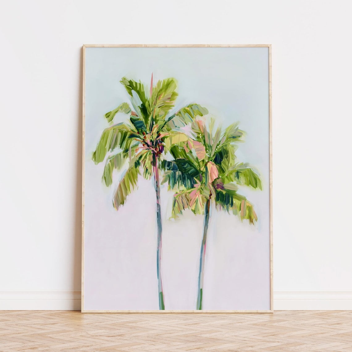 Pastel Palm Tree Poster: Tropical Beach House Wall Art, Unframed Poster ...