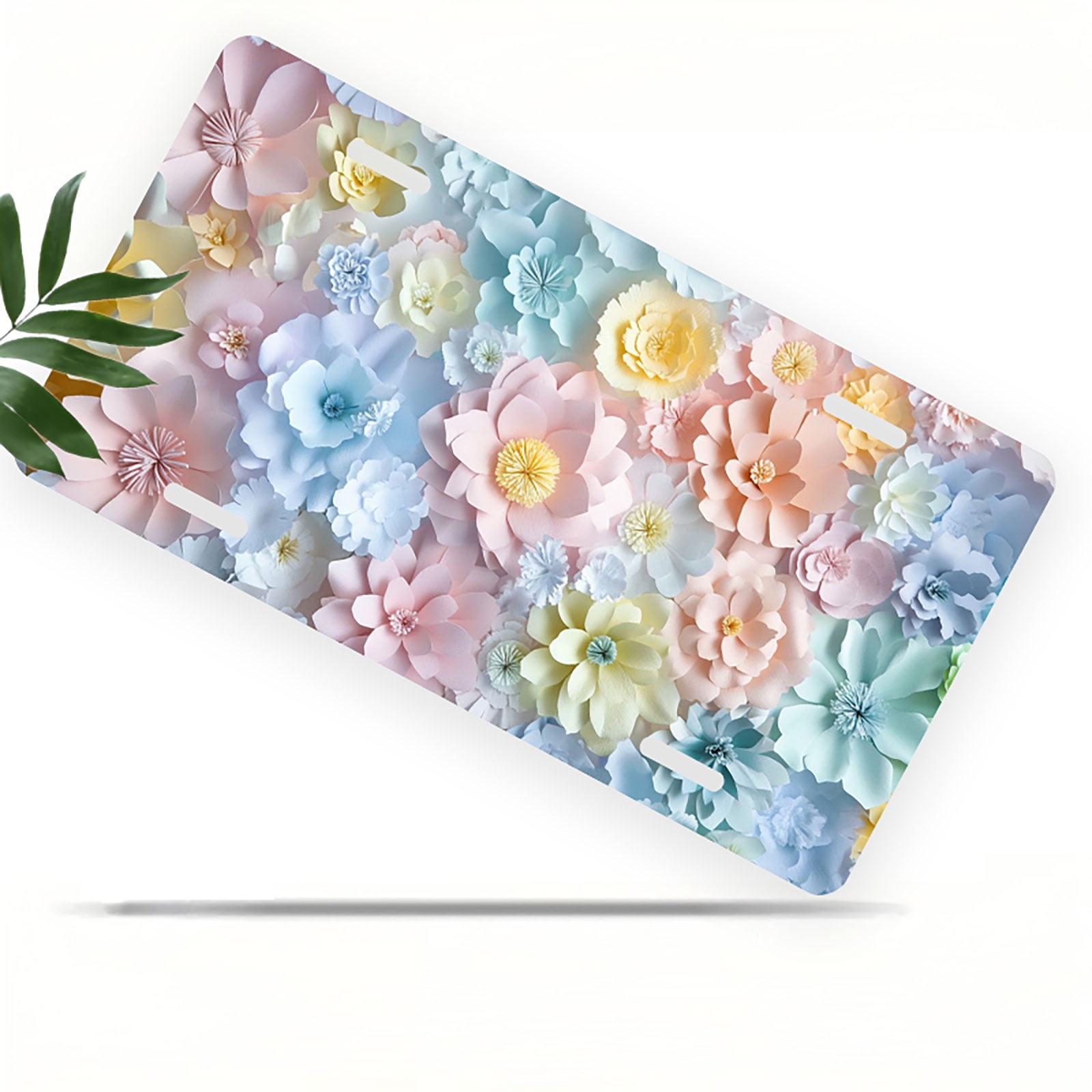 Pastel Paper Flowers Front License Plate, Metal License Plate, Funny ...