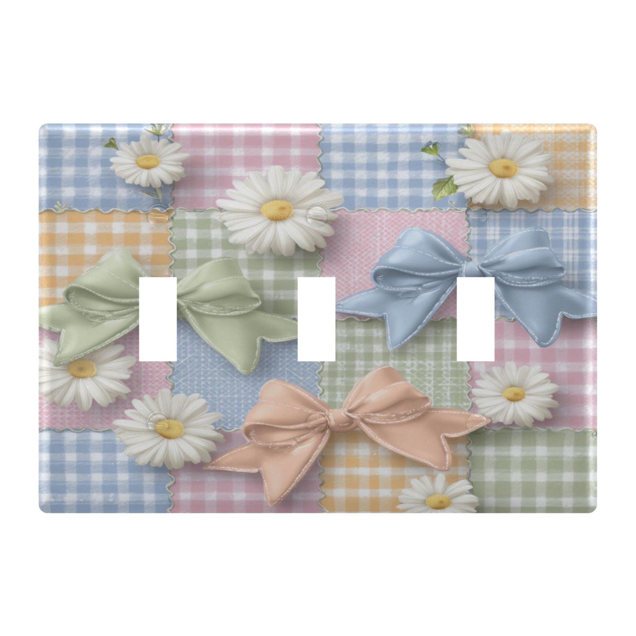 Pastel Patch Plaids with Bows Daisies Light Switch Cover Electrical ...